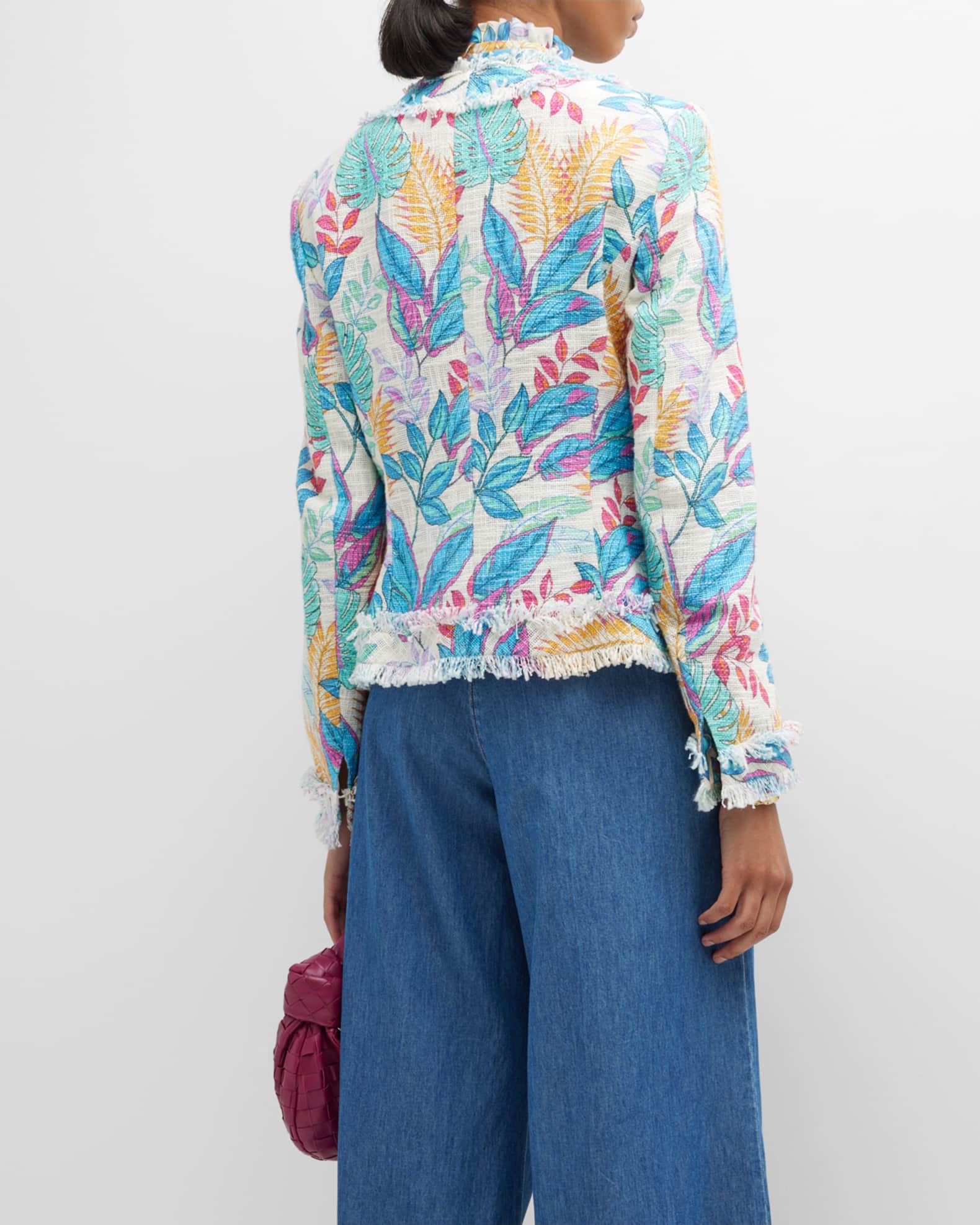 Maison Common Palm-Print 4-Pocket Tweed Jacket | Neiman Marcus