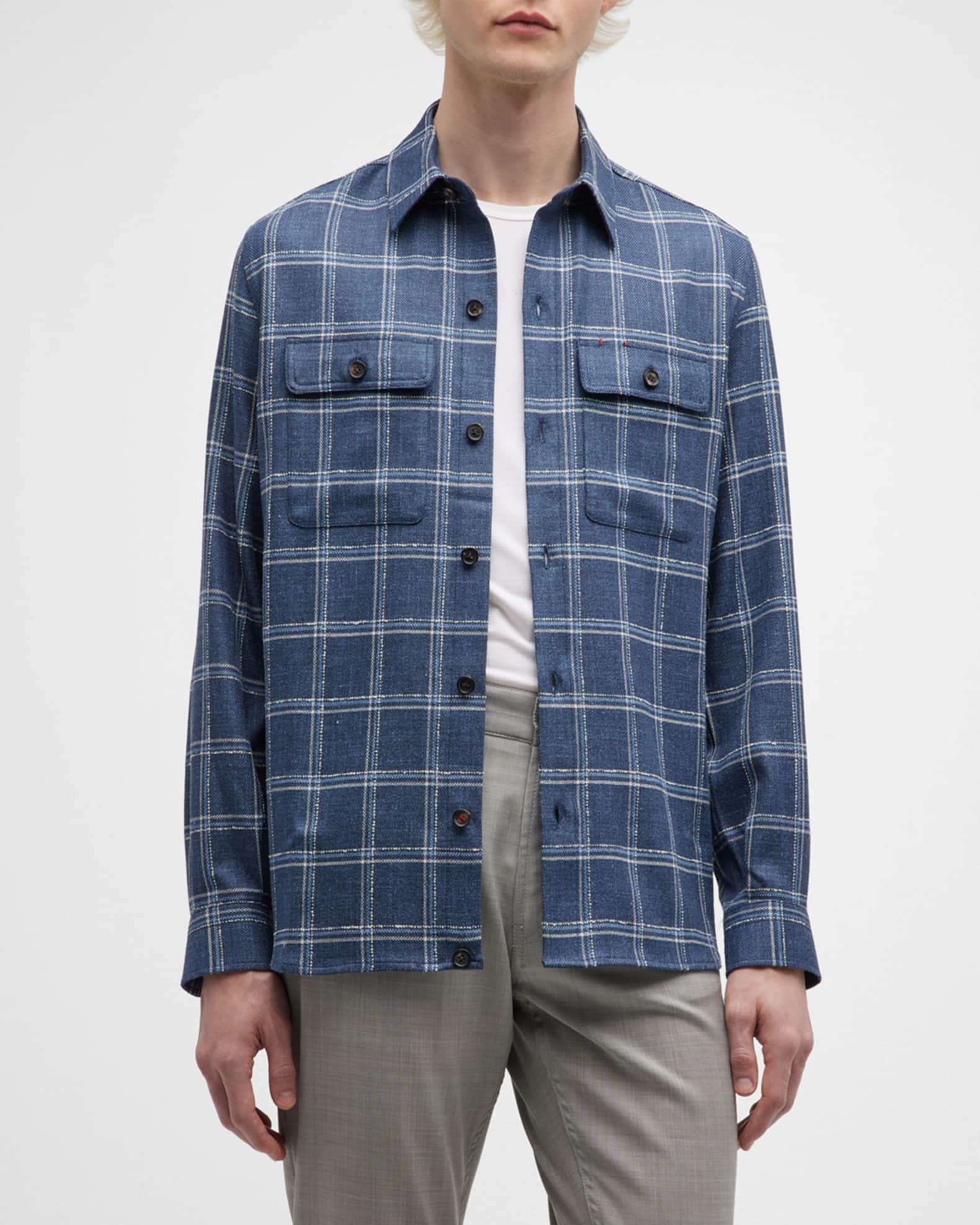 Isaia Men's Plaid Overshirt | Neiman Marcus