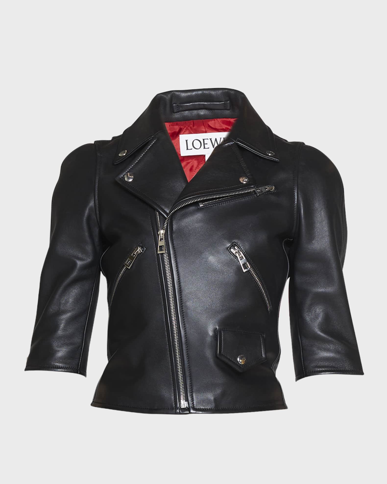 Loewe Short Leather Biker Jacket | Neiman Marcus
