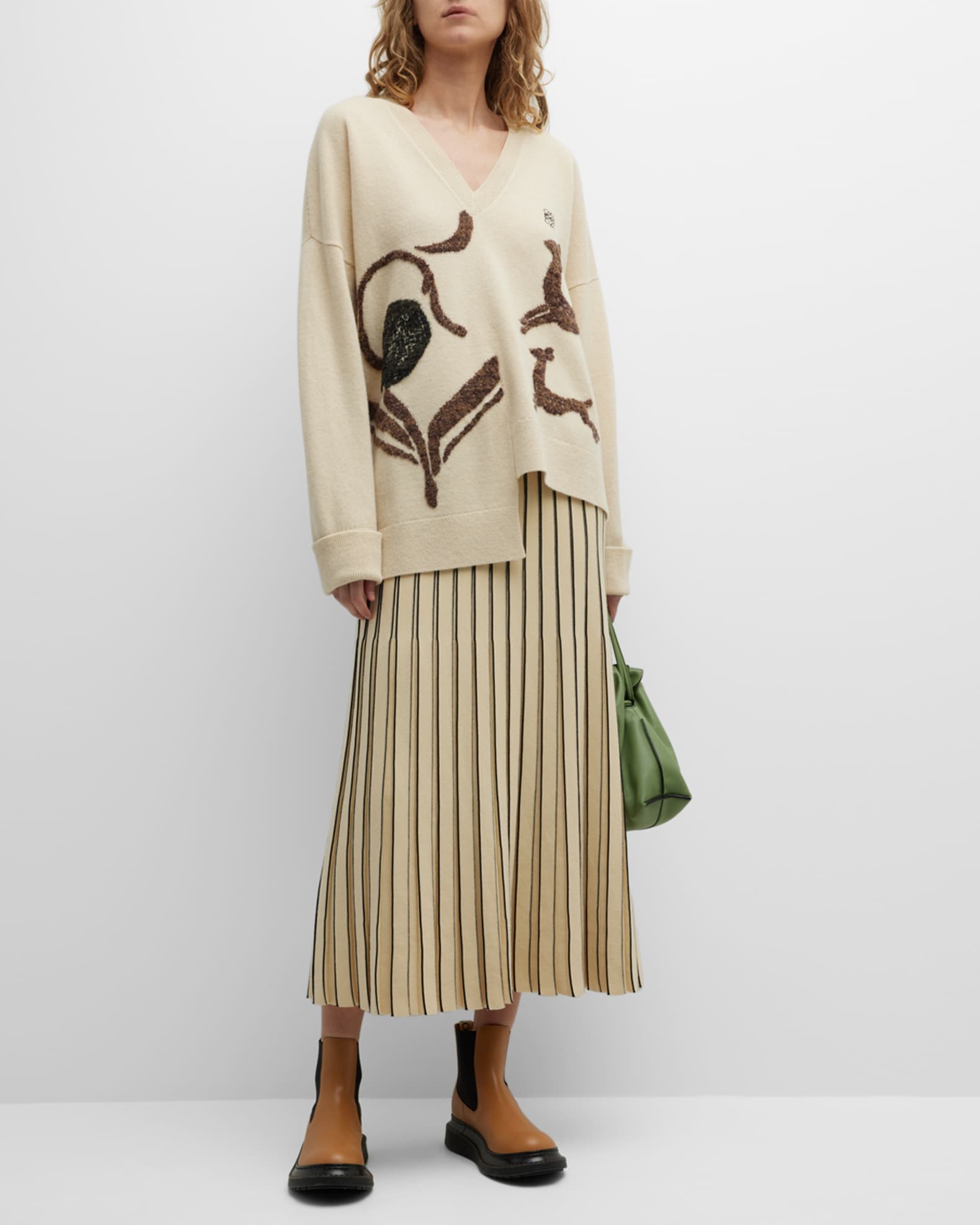 Loewe Asymmetric Deer Knit Sweater | Neiman Marcus