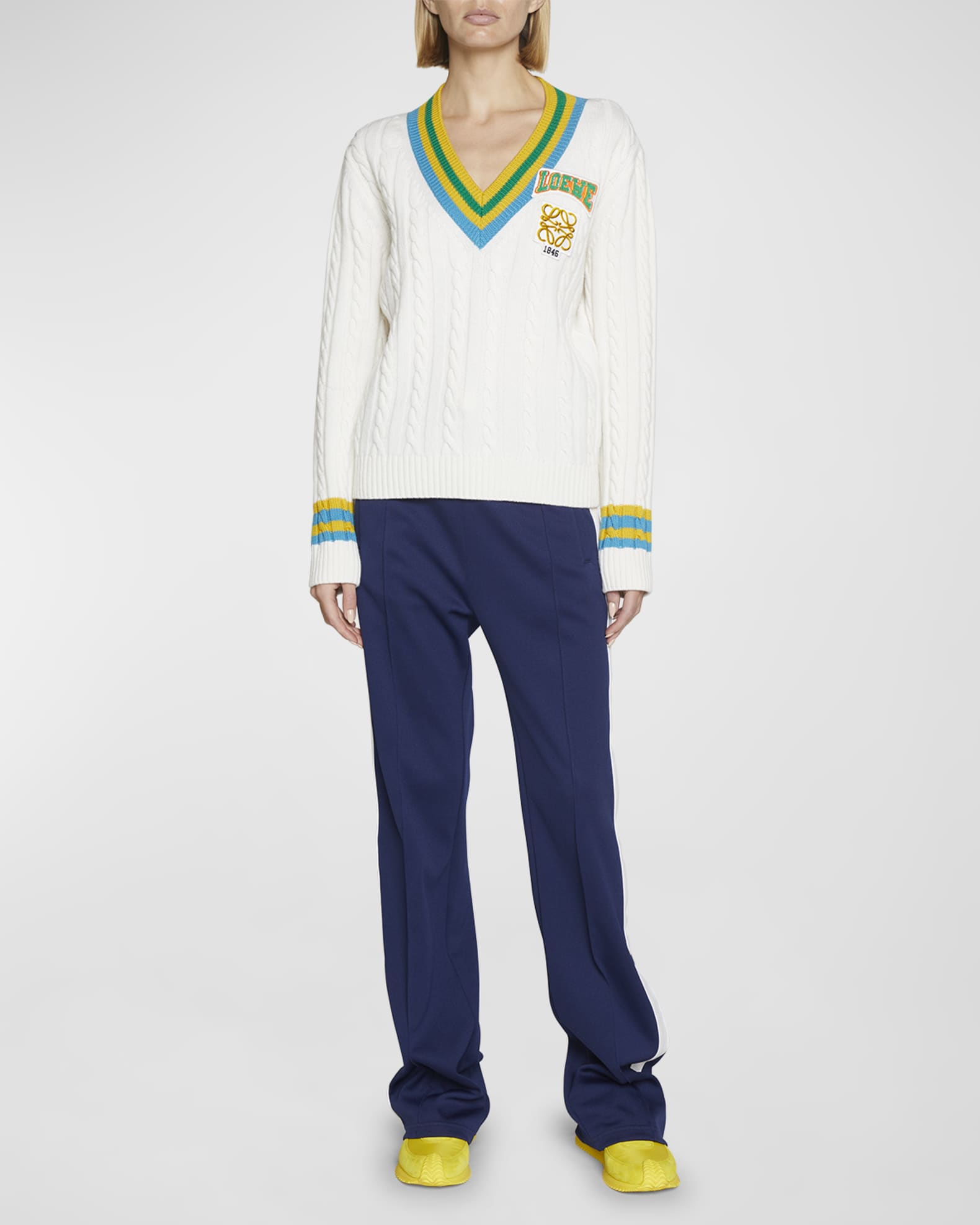 Loewe Varsity Cable-Knit Sweater | Neiman Marcus