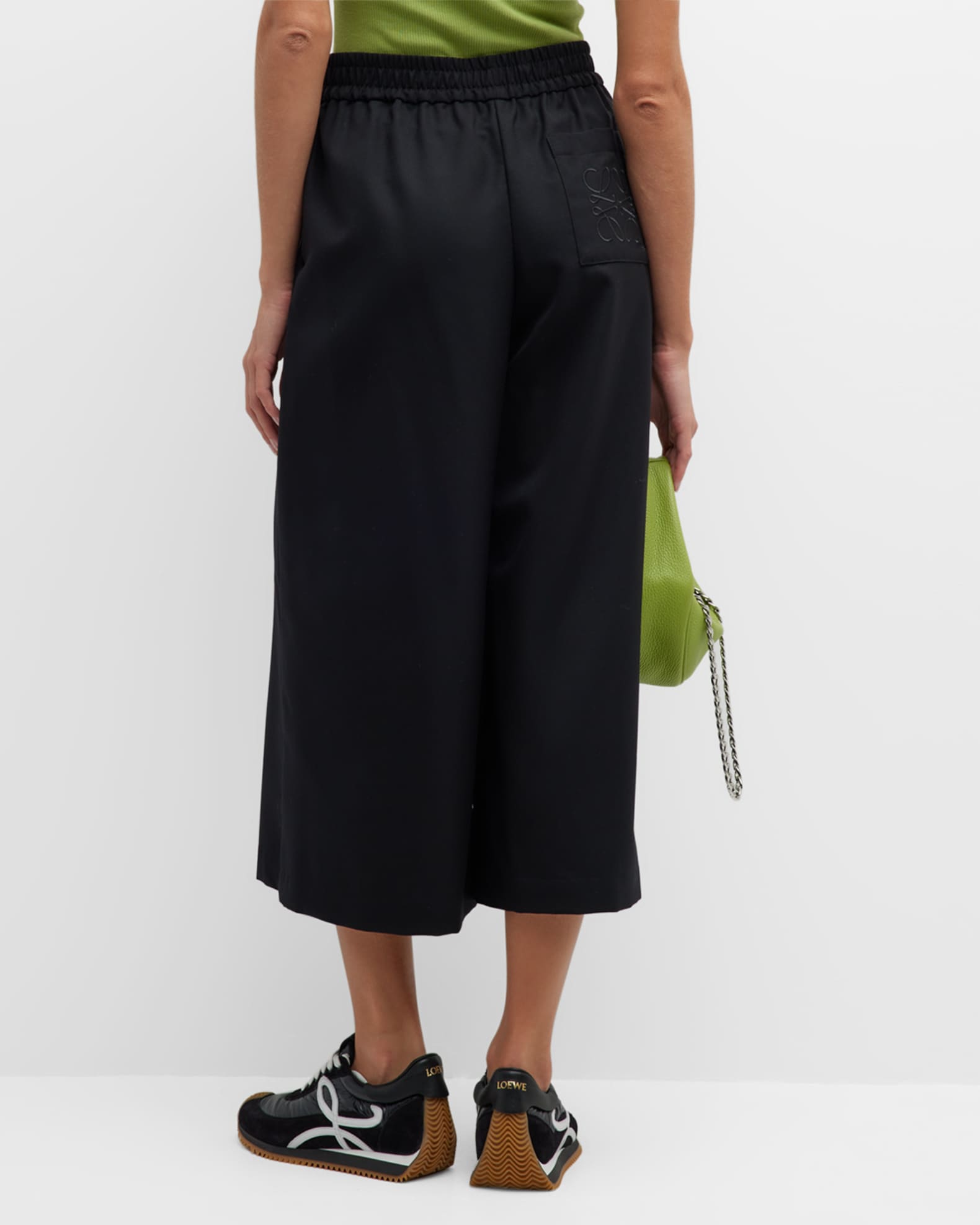Loewe Wool Wide-Leg Cropped Trousers | Neiman Marcus