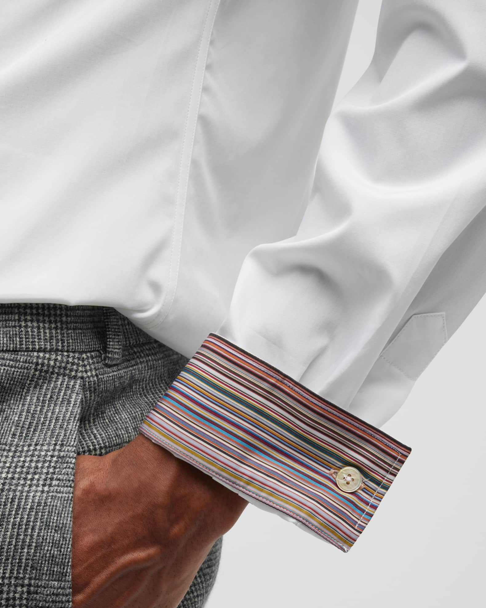 Paul Smith Men's Concealed Placket Dress Shirt w/ Stripe Cuffs | Neiman ...