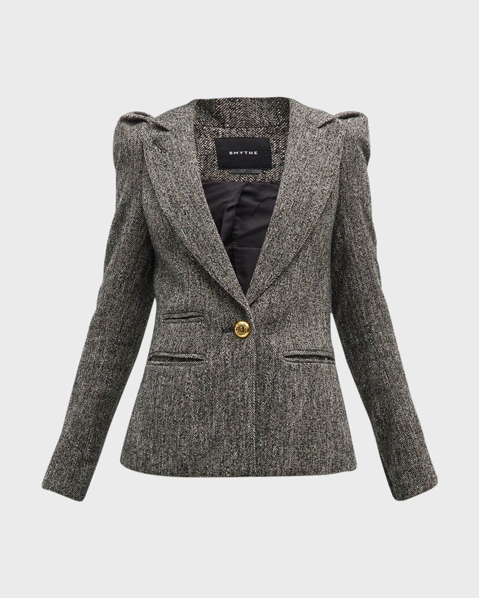 Smythe Box-Pleat Wool Knit Blazer | Neiman Marcus