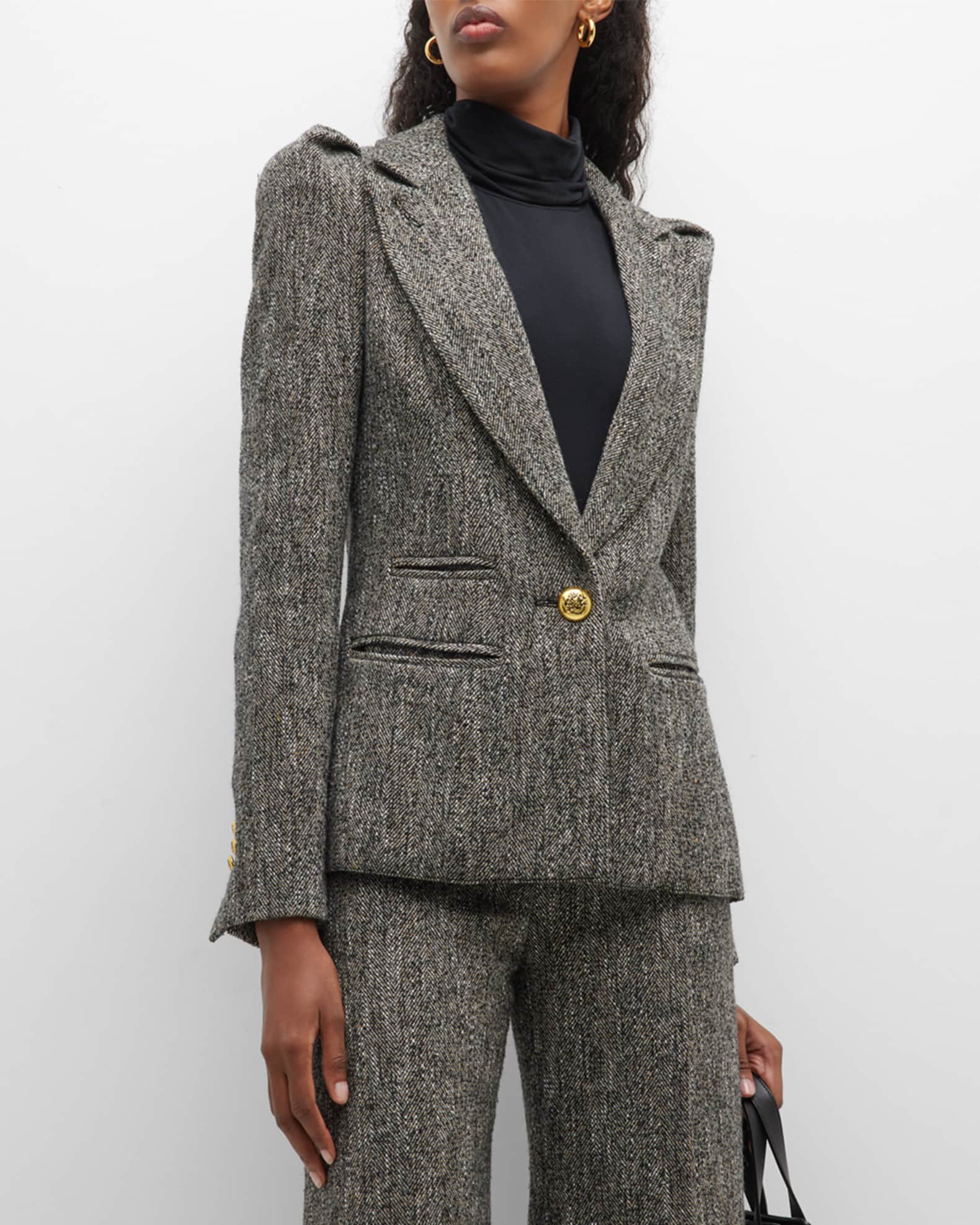 Smythe Box-Pleat Wool Knit Blazer | Neiman Marcus