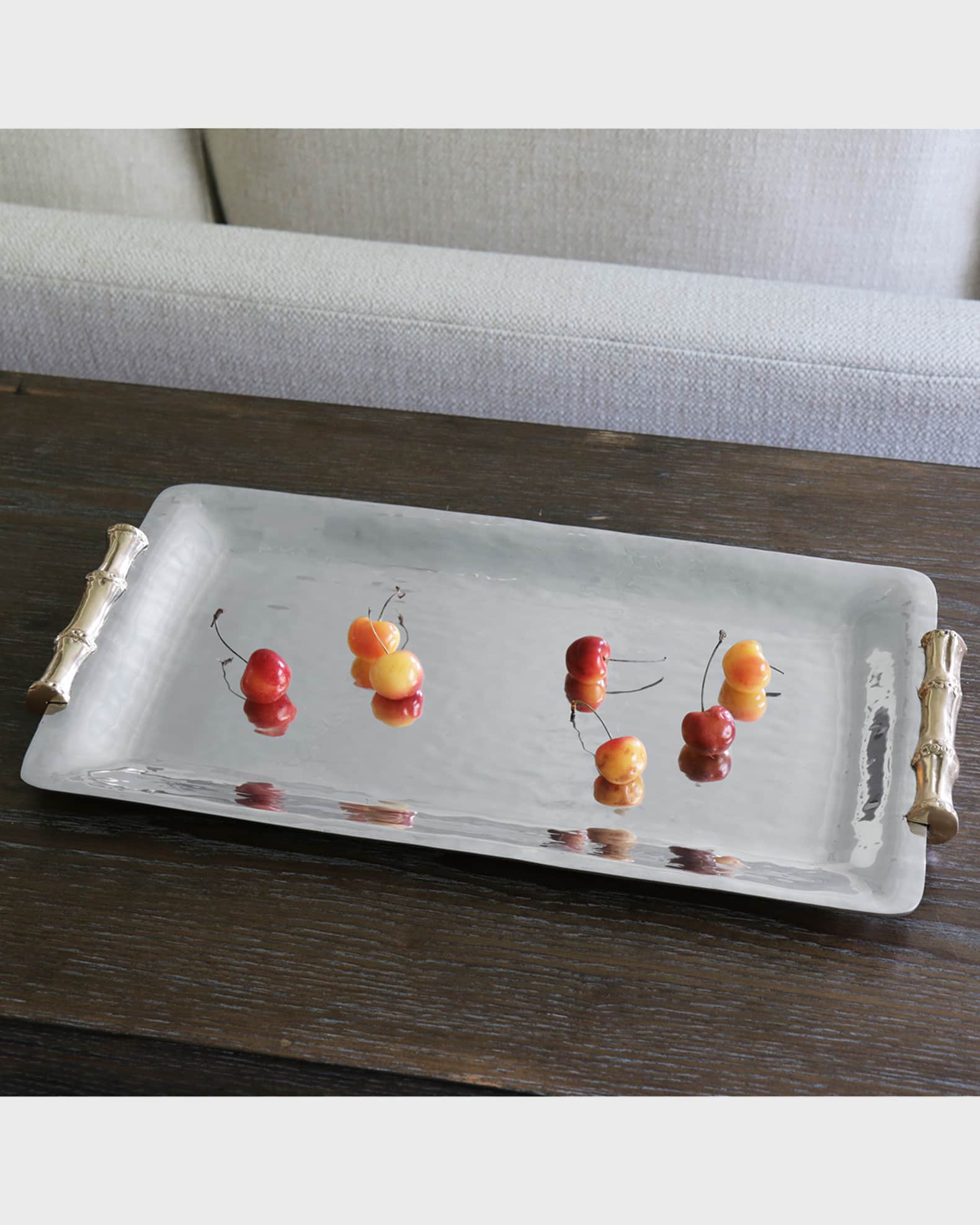 Beatriz Ball GARDEN Bamboo Long Rectangular Tray with Golden Handles ...