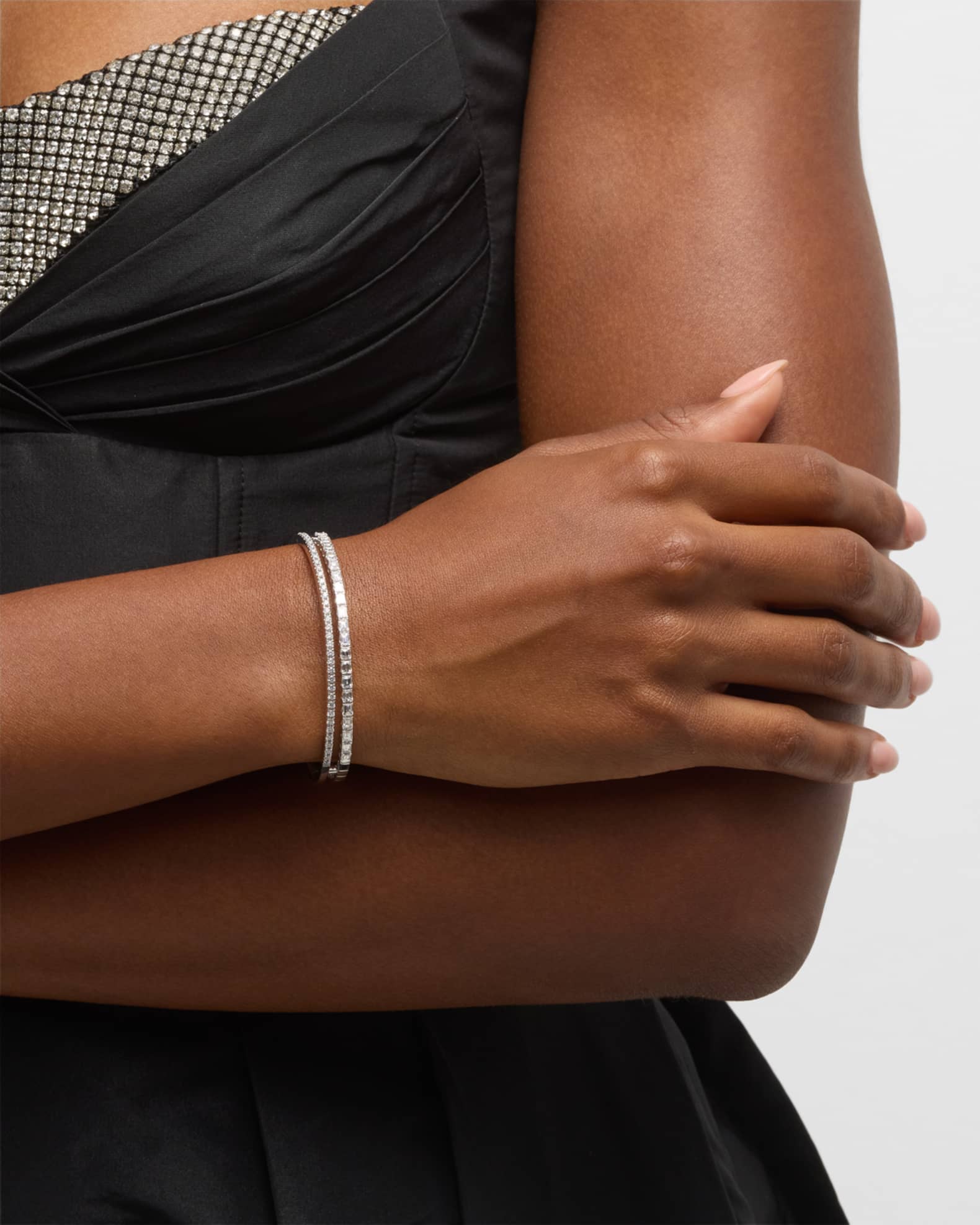 ZYDO 18K White Gold Rigid Bracelet with Diamonds | Neiman Marcus