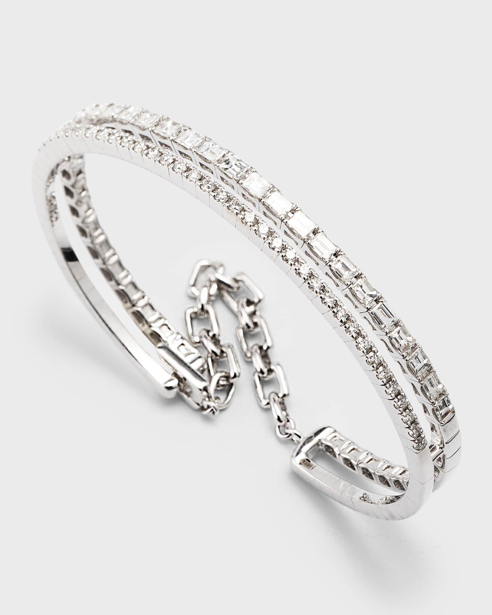 ZYDO 18K White Gold Rigid Bracelet with Diamonds | Neiman Marcus
