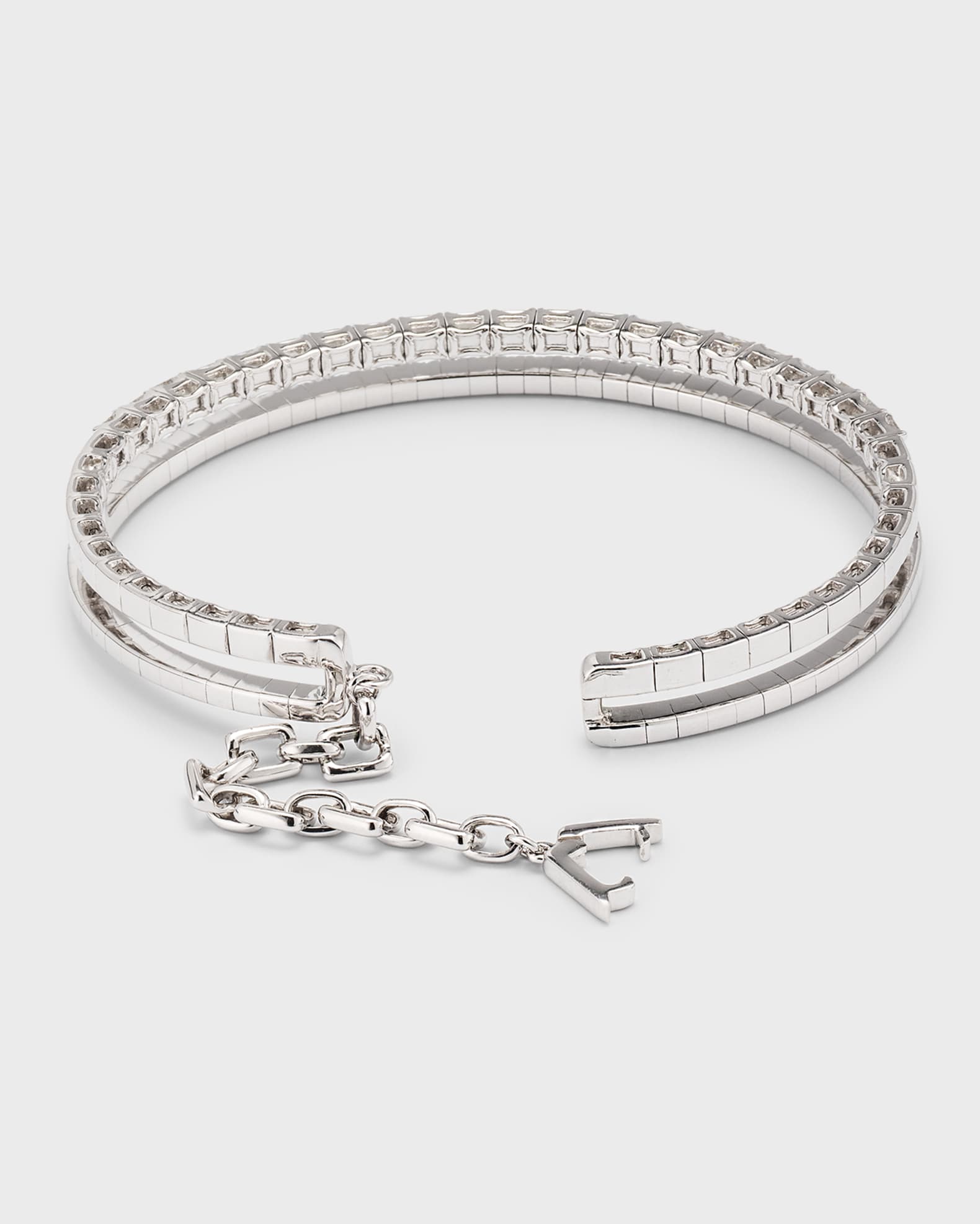 ZYDO 18K White Gold Rigid Bracelet with Diamonds | Neiman Marcus