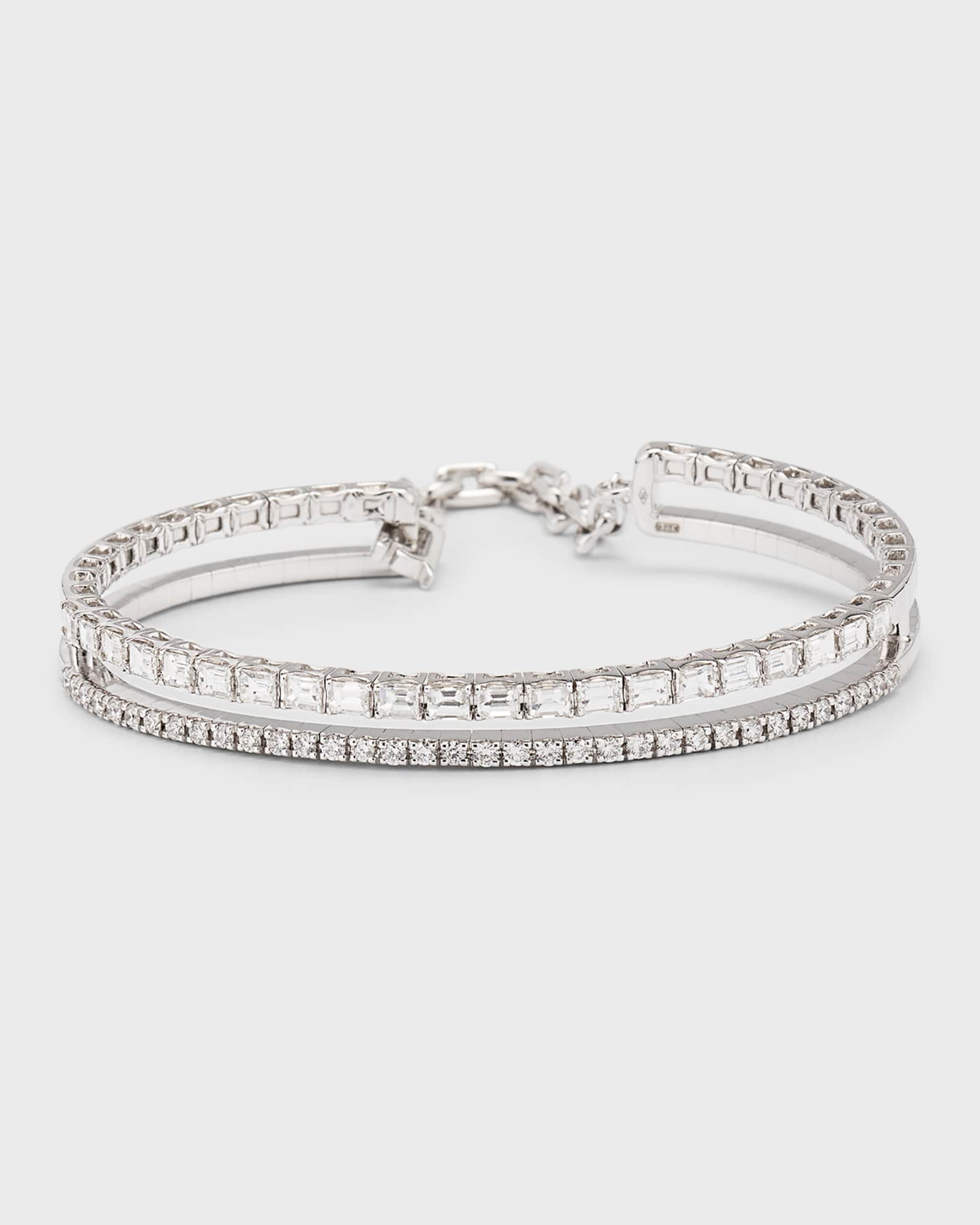 ZYDO 18K White Gold Rigid Bracelet with Diamonds | Neiman Marcus