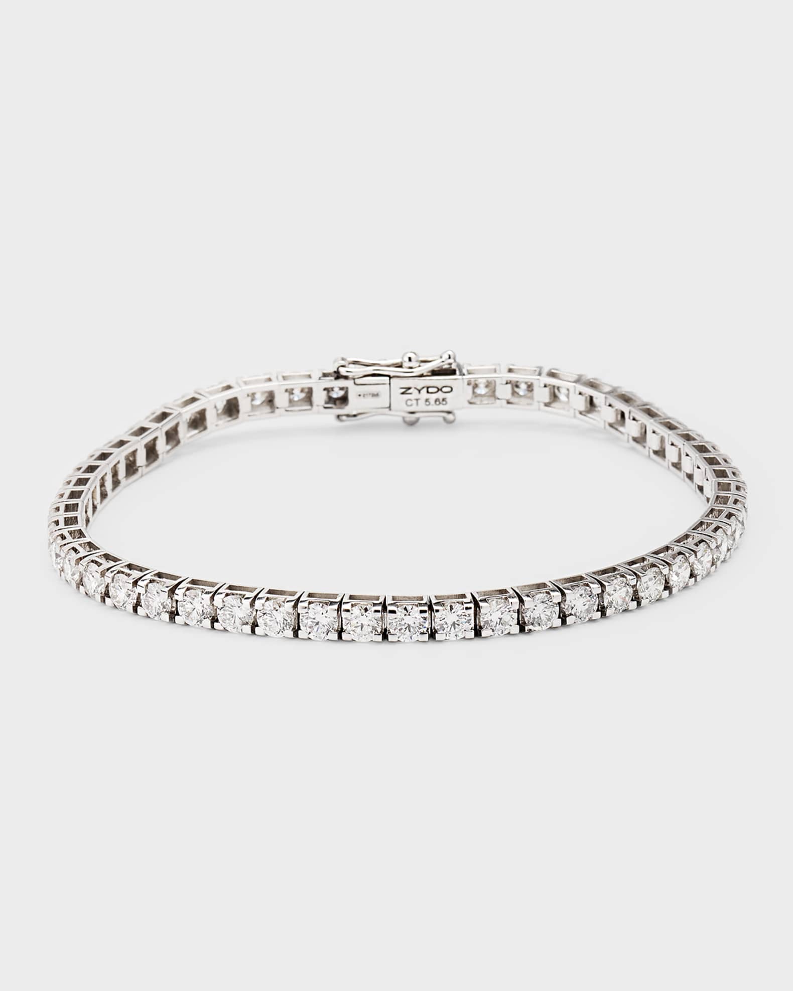 ZYDO 18K White Gold Tennis Bracelet with Diamonds, 5.65tcw | Neiman Marcus