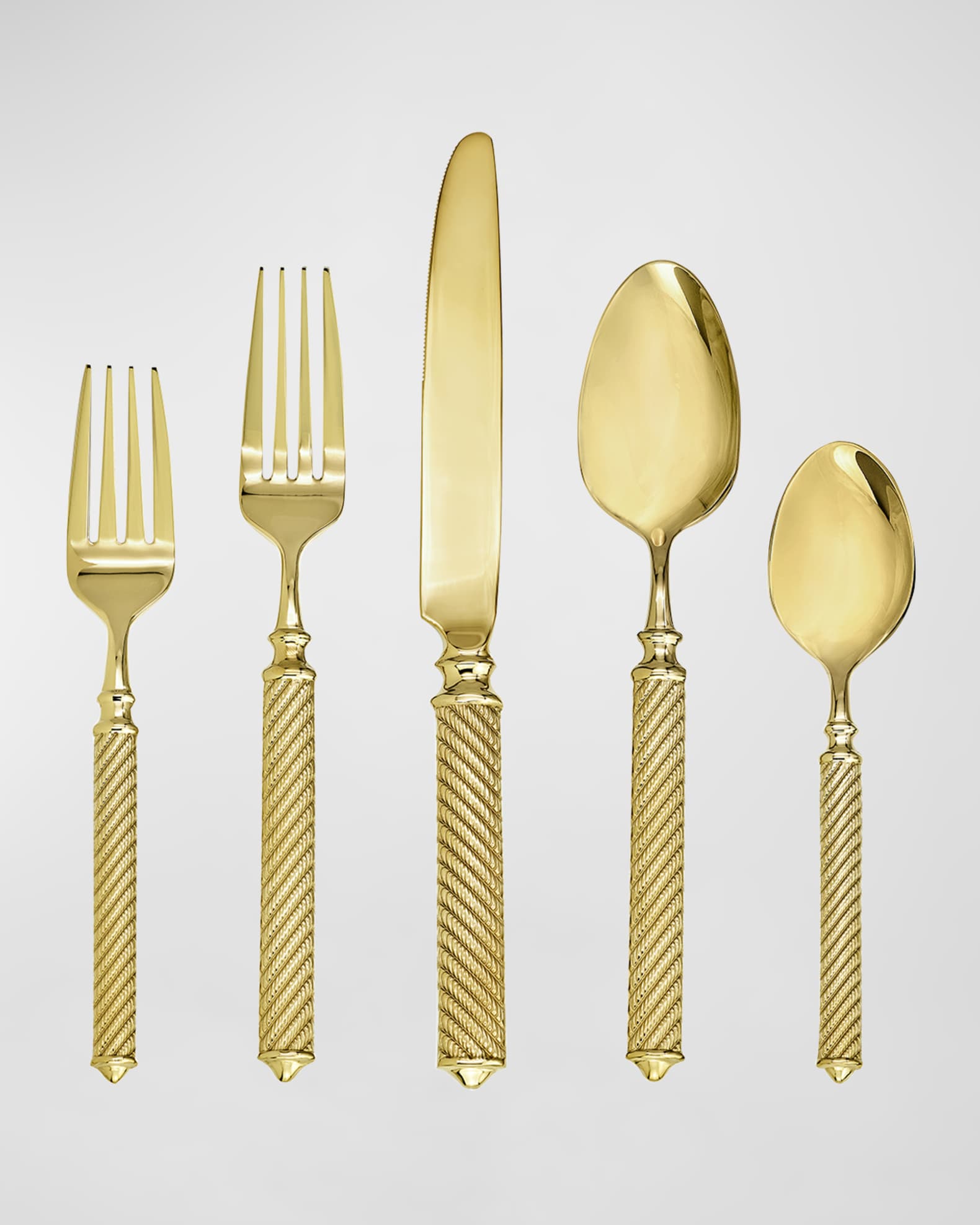 Ricci Silversmith Torsade Gold 20-Piece Flatware Set | Neiman Marcus