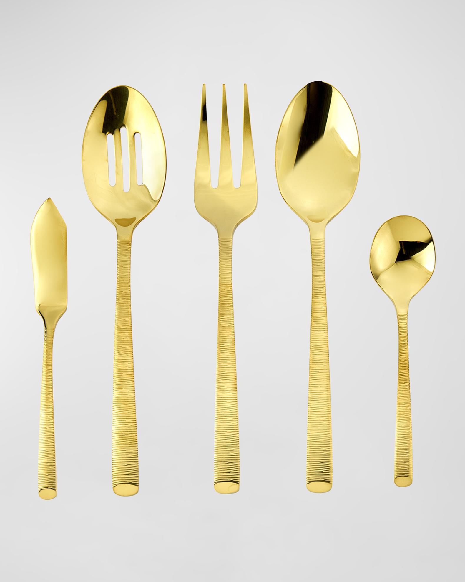 Ricci Silversmith Birchwood Gold 45-Piece Flatware Set | Neiman Marcus