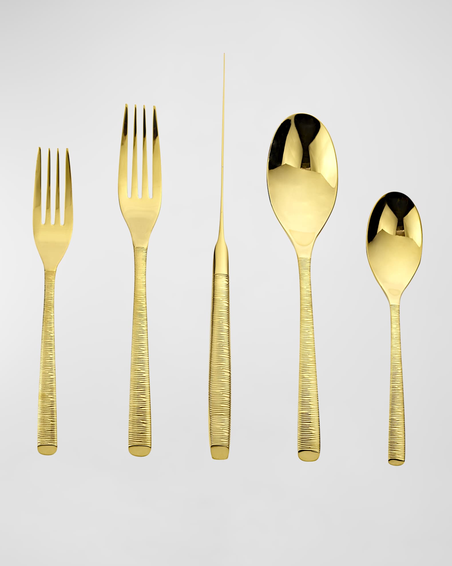 Ricci Silversmith Birchwood Gold 45-Piece Flatware Set | Neiman Marcus