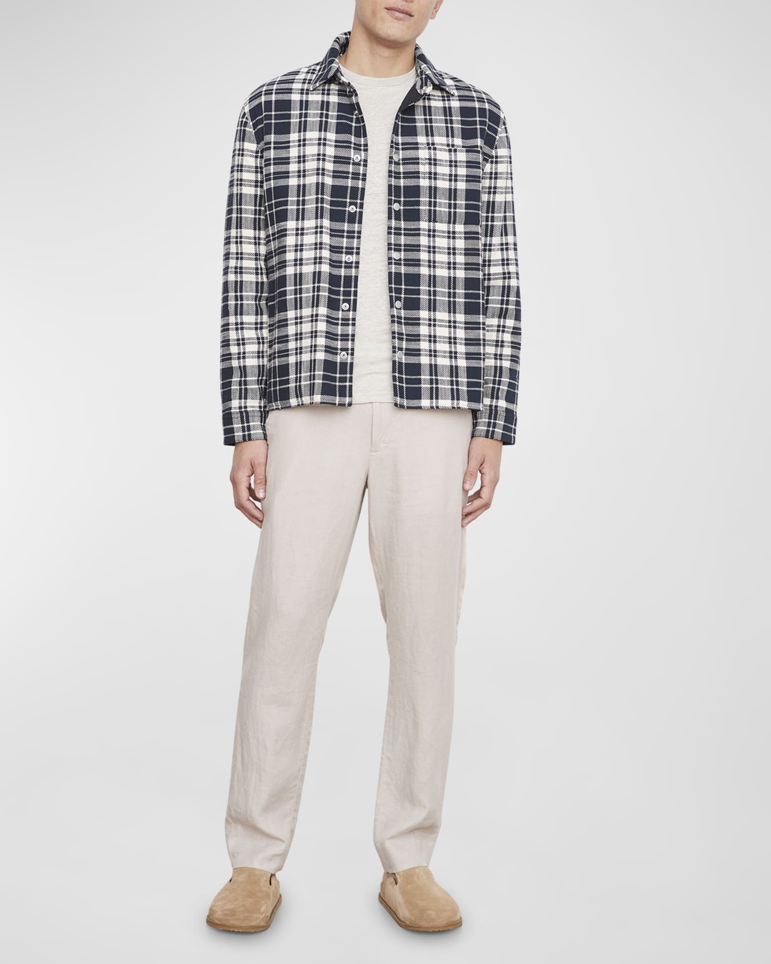 Vince Men's Plaid Snap-Front Shirt Jacket | Neiman Marcus
