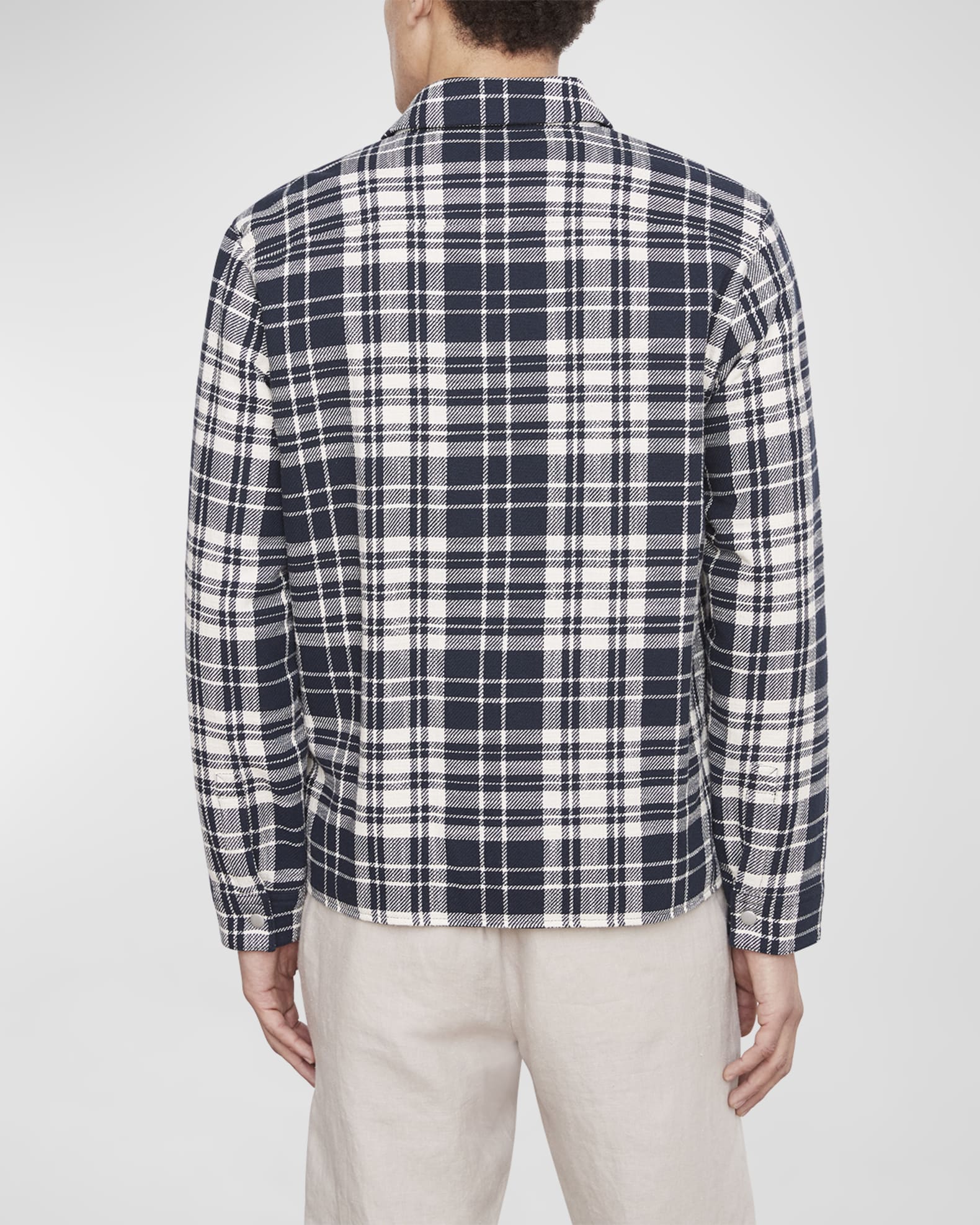 Vince Men's Plaid Snap-Front Shirt Jacket | Neiman Marcus