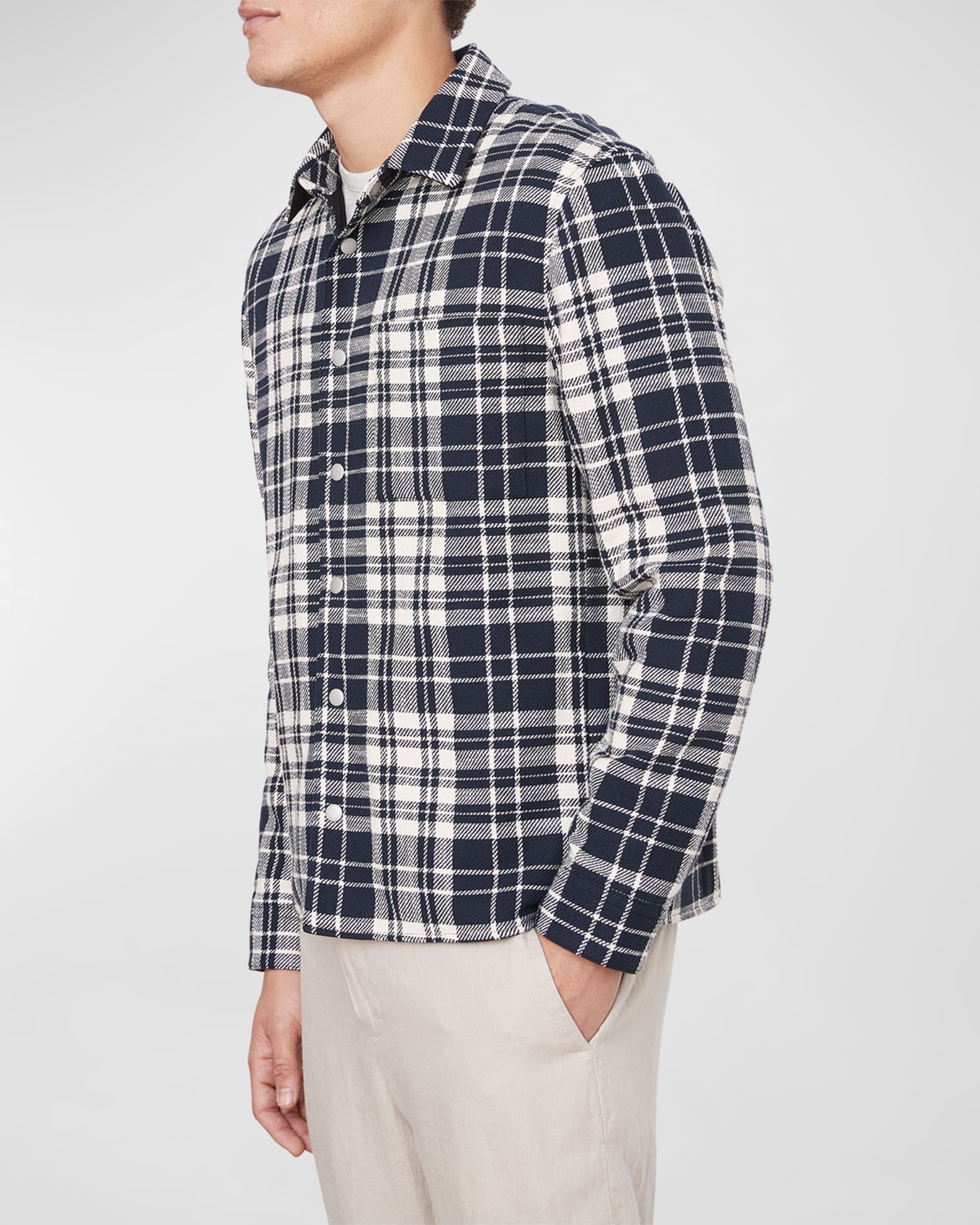 Vince Men's Plaid Snap-Front Shirt Jacket | Neiman Marcus