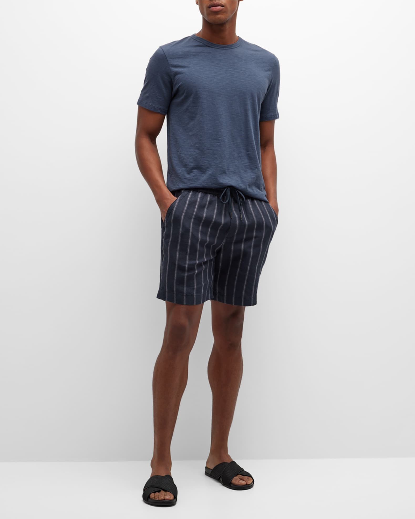 Vince Mens Windsor Stripe Drawstring Shorts Neiman Marcus