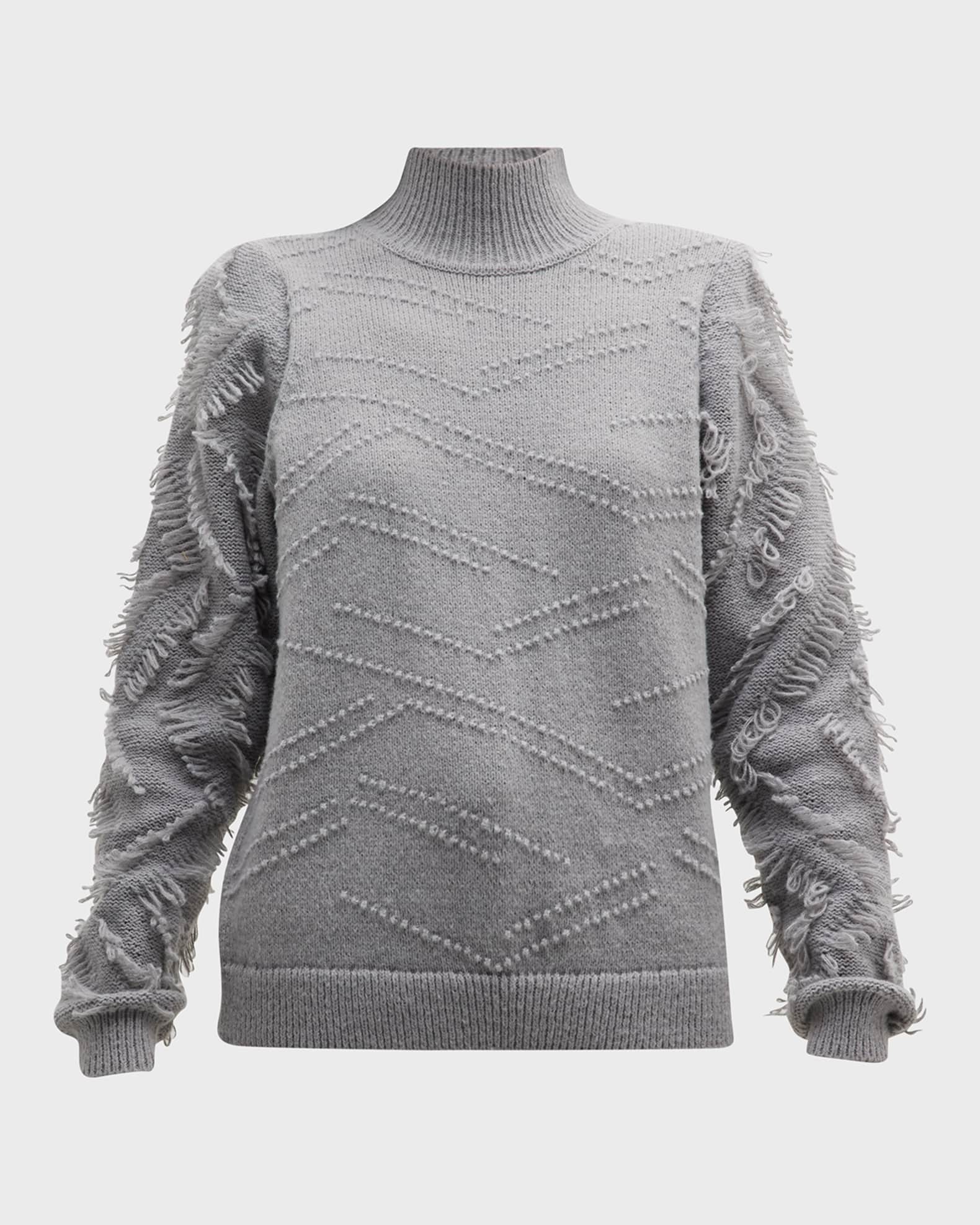 Milly Turtleneck Fringe-Trim Sweater | Neiman Marcus Milly Turtleneck Fringe-Trim Sweater | Neiman Marcus