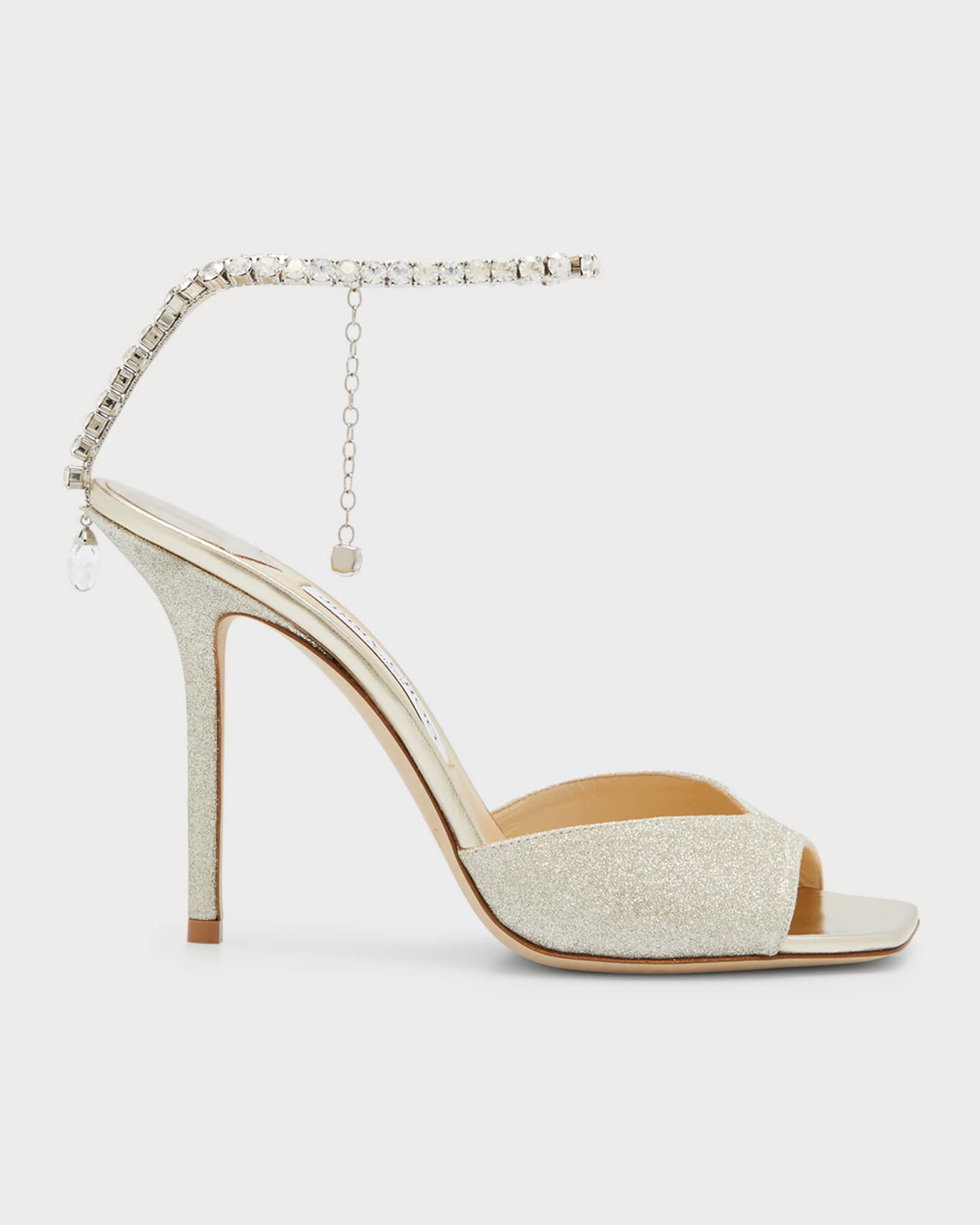 Jimmy Choo Saeda Glitter Crystal Ankle-Strap Sandals | Neiman Marcus