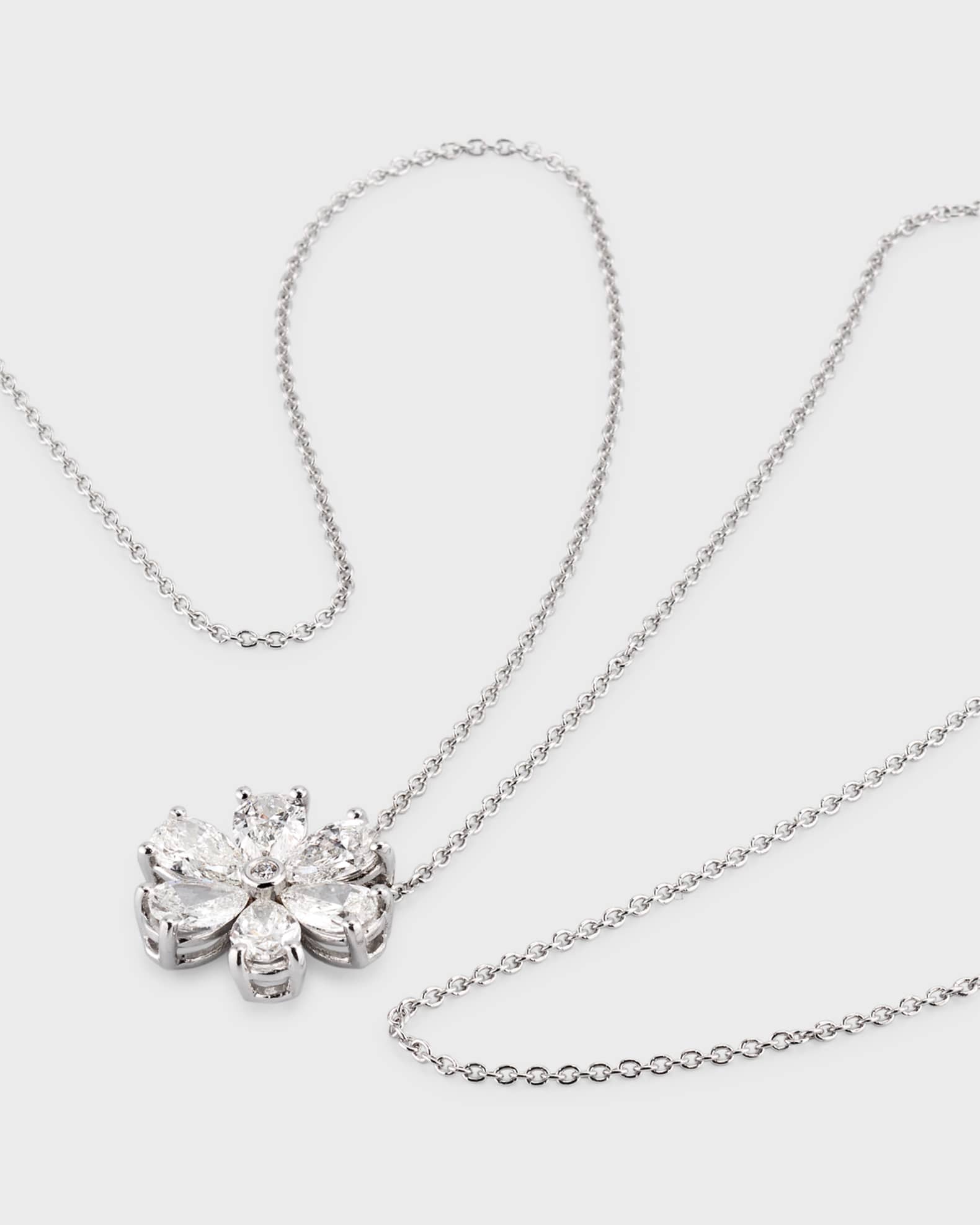 ZYDO 18k White Gold Diamond Flower Pendant Necklace | Neiman Marcus