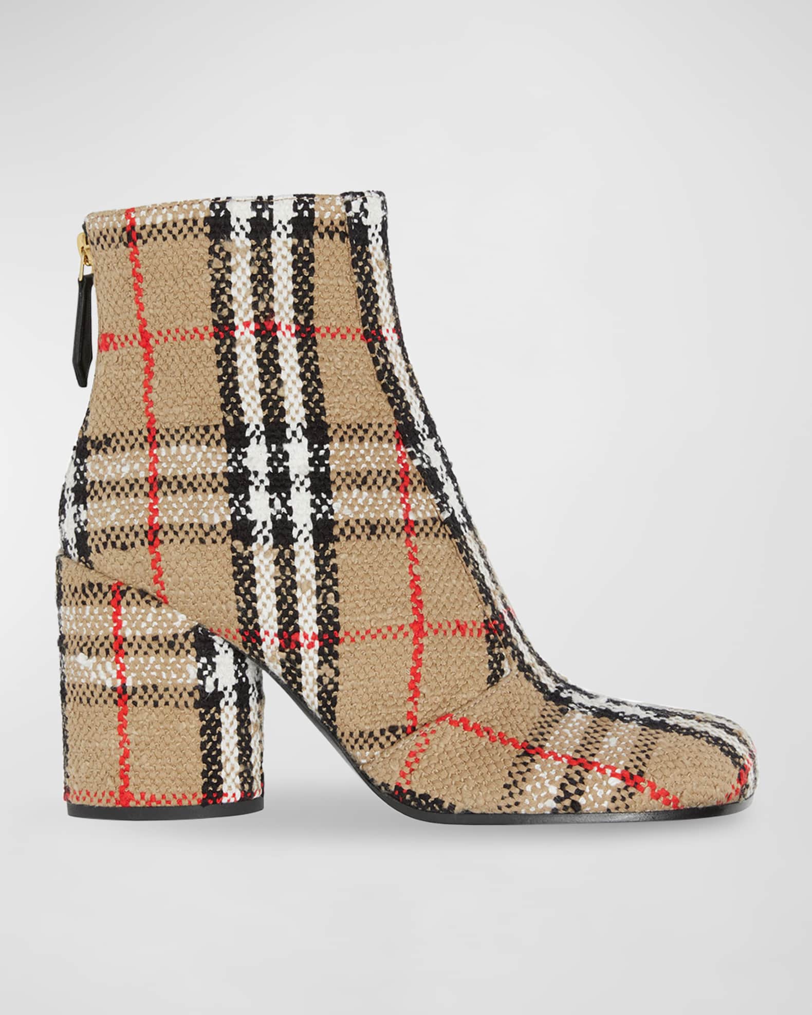 Burberry Anita Check Block-Heel Ankle Boots | Neiman Marcus