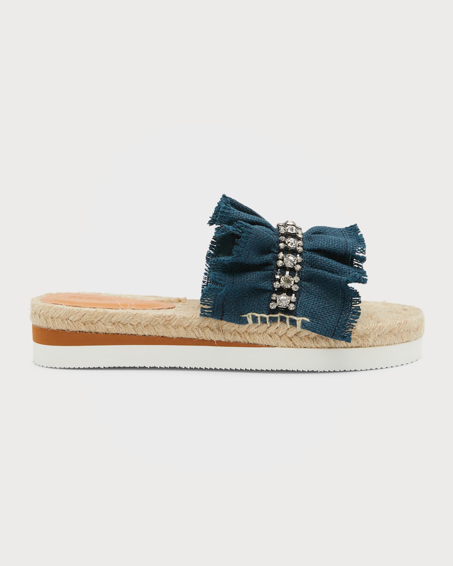 See by Chloe Mollie Linen Rhinestone Espadrille Sandals | Neiman Marcus
