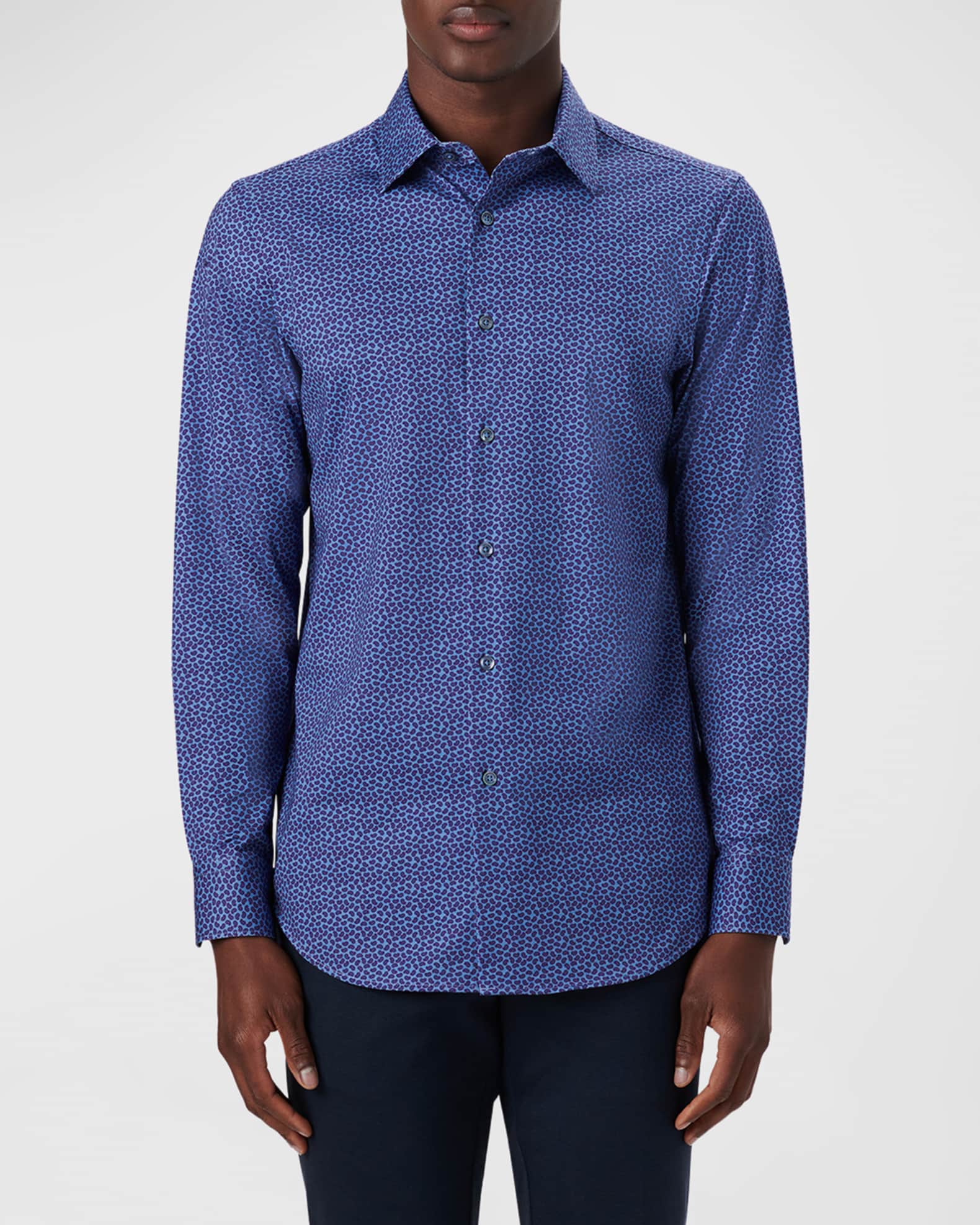 Bugatchi Men's Ooohcotton 8-Way Stretch Sport Shirt | Neiman Marcus