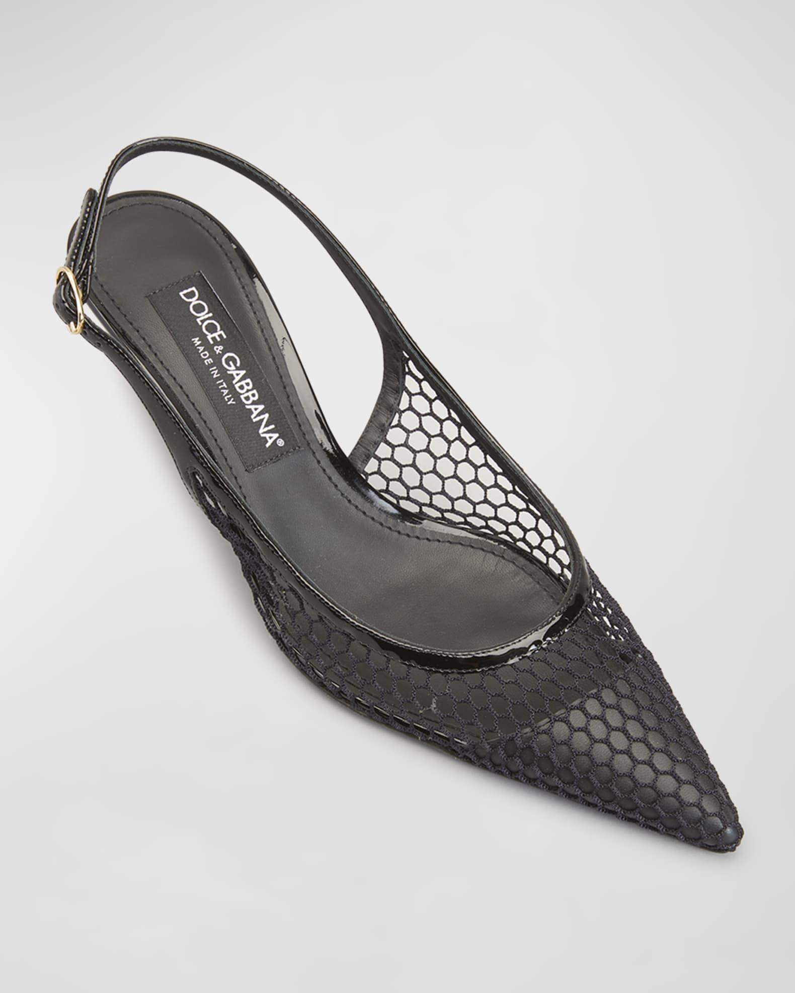 Dolce&Gabbana Vernice Netted Slingback Sandals | Neiman Marcus