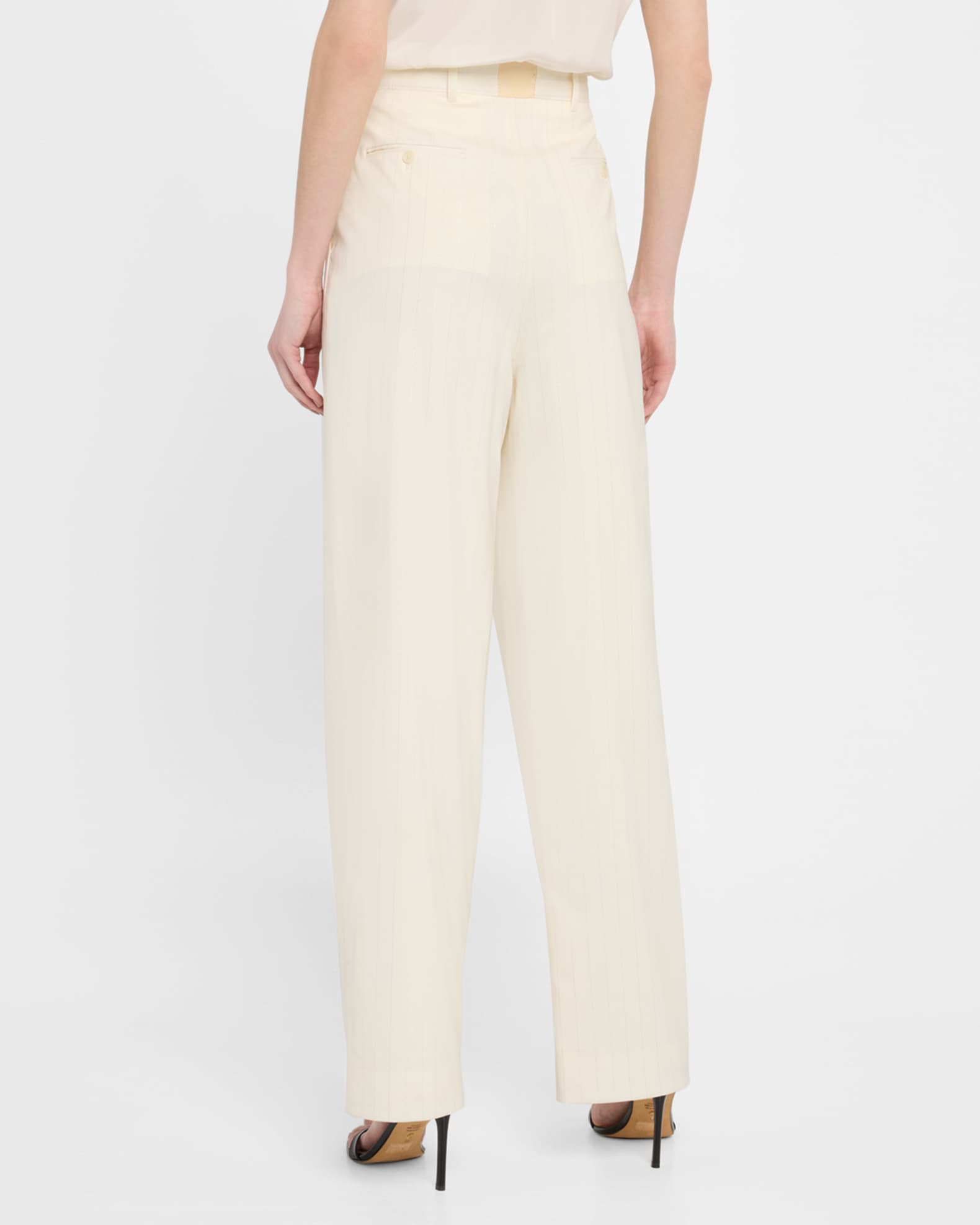 Salon 1884 Cecily Double-Pleated Wide-Leg Wool Pants | Neiman Marcus