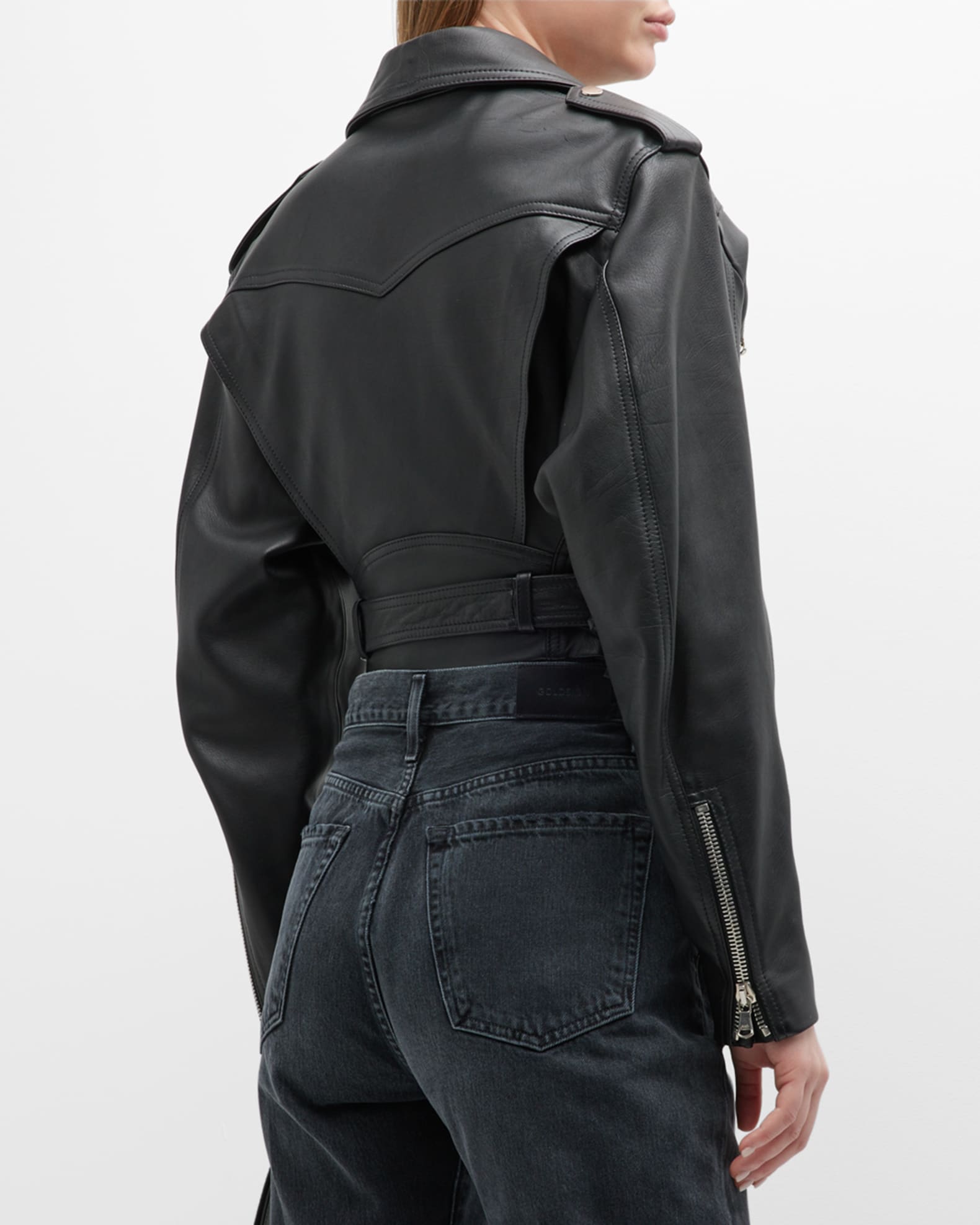 Salon 1884 Jane Leather Crop Moto Jacket | Neiman Marcus