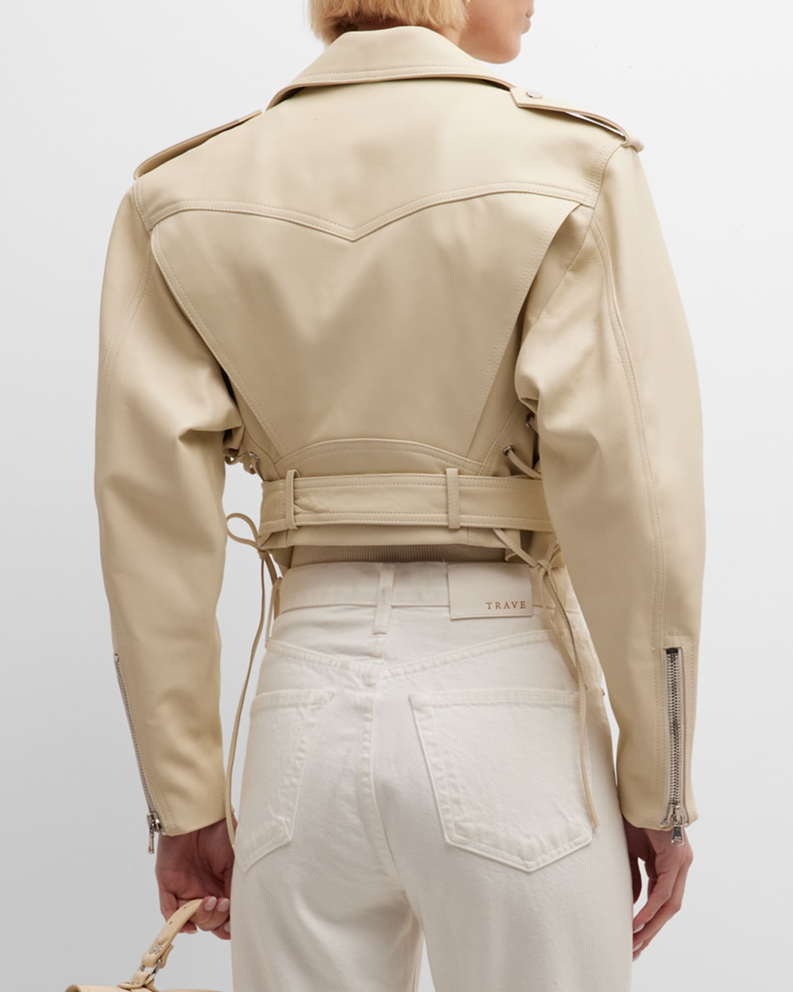 Salon 1884 Jane Leather Crop Moto Jacket | Neiman Marcus