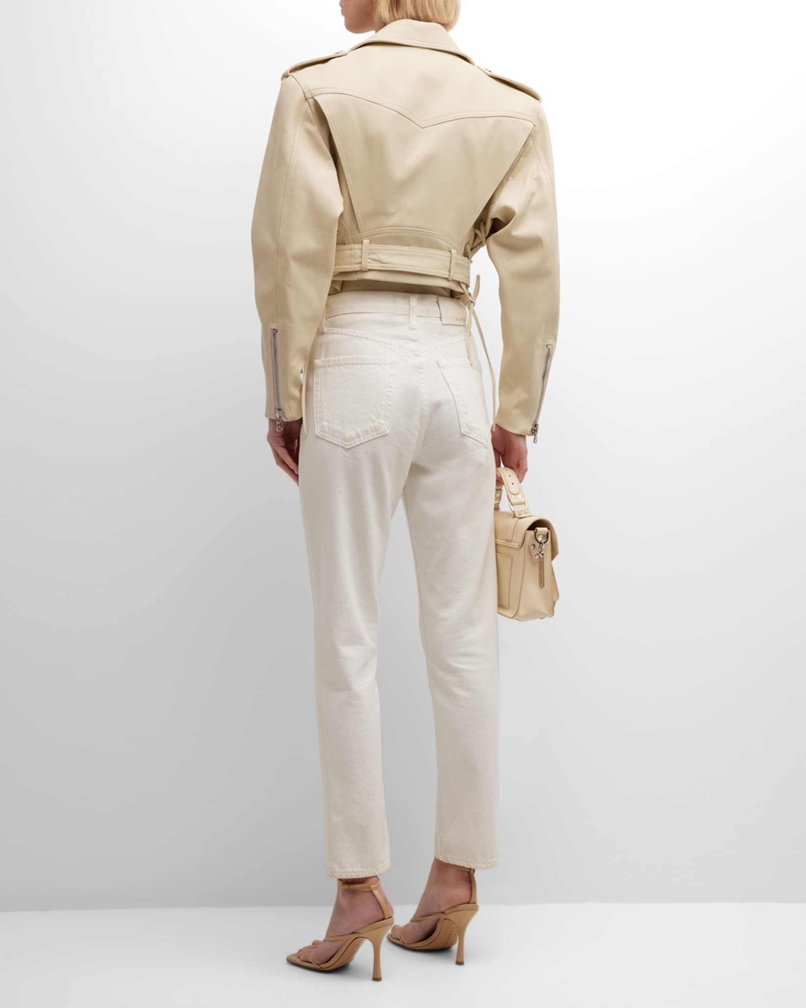 Salon 1884 Jane Leather Crop Moto Jacket | Neiman Marcus