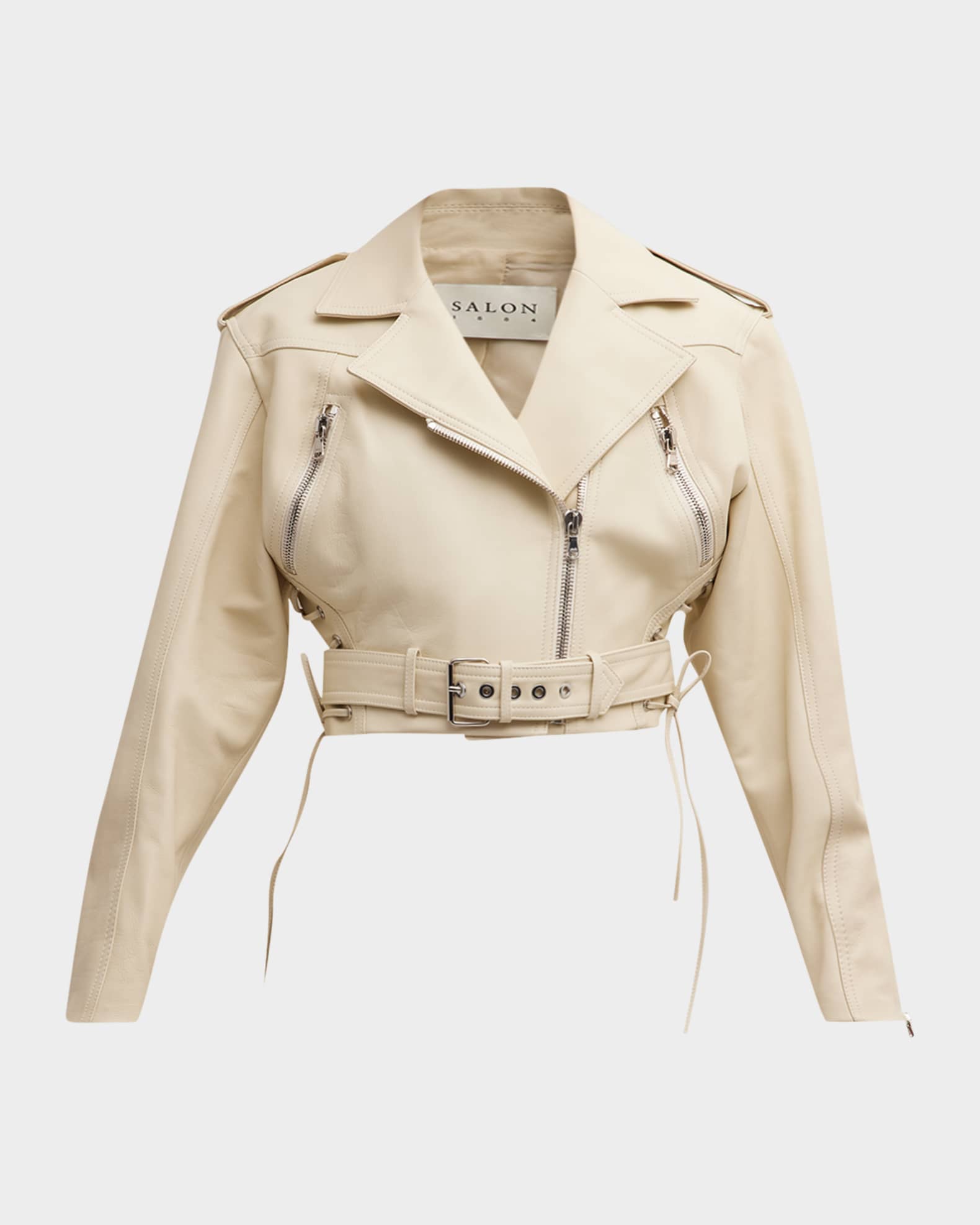 Salon 1884 Jane Leather Crop Moto Jacket | Neiman Marcus