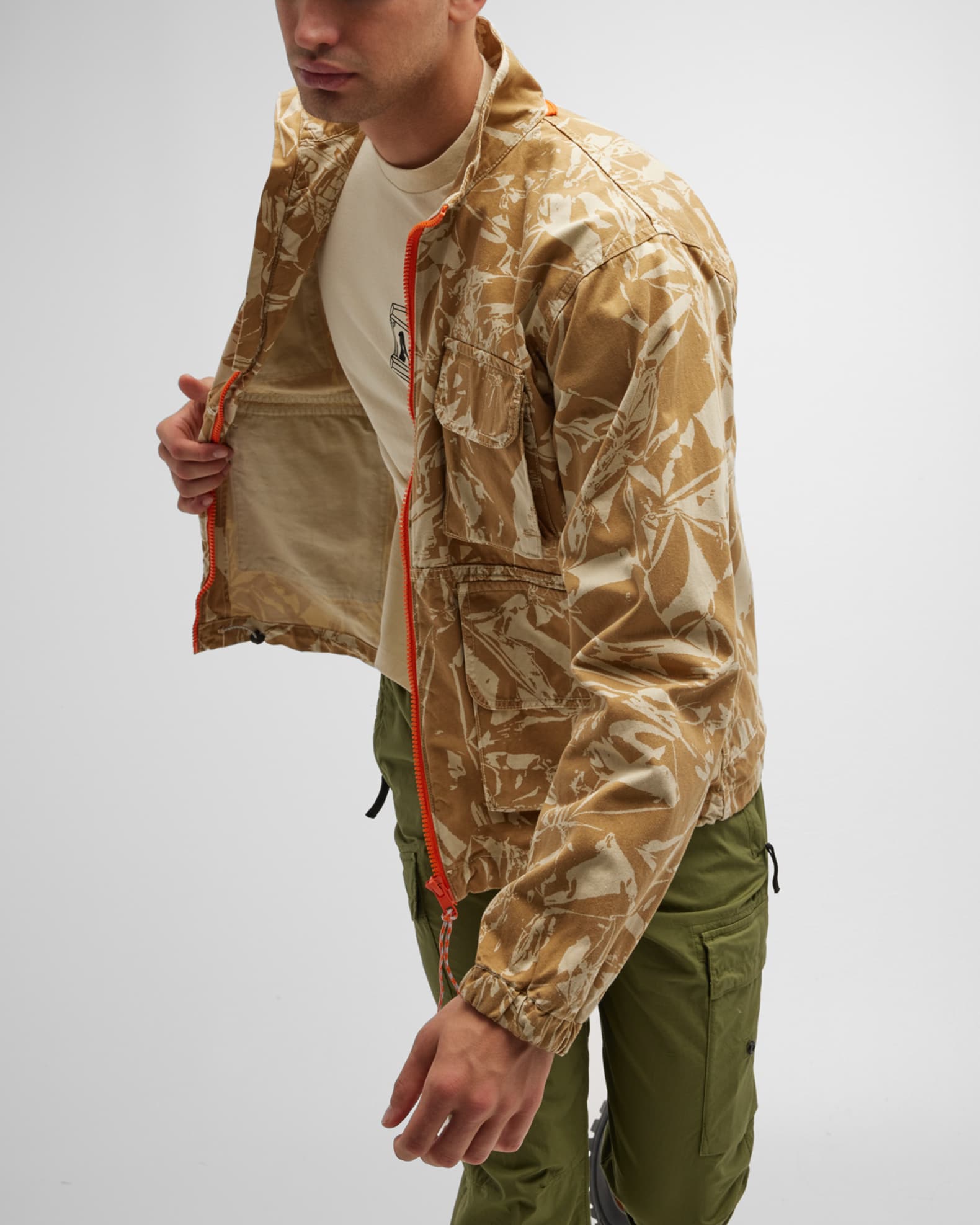 Aries Men's Crinkled Camo Cargo Jacket | Neiman Marcus