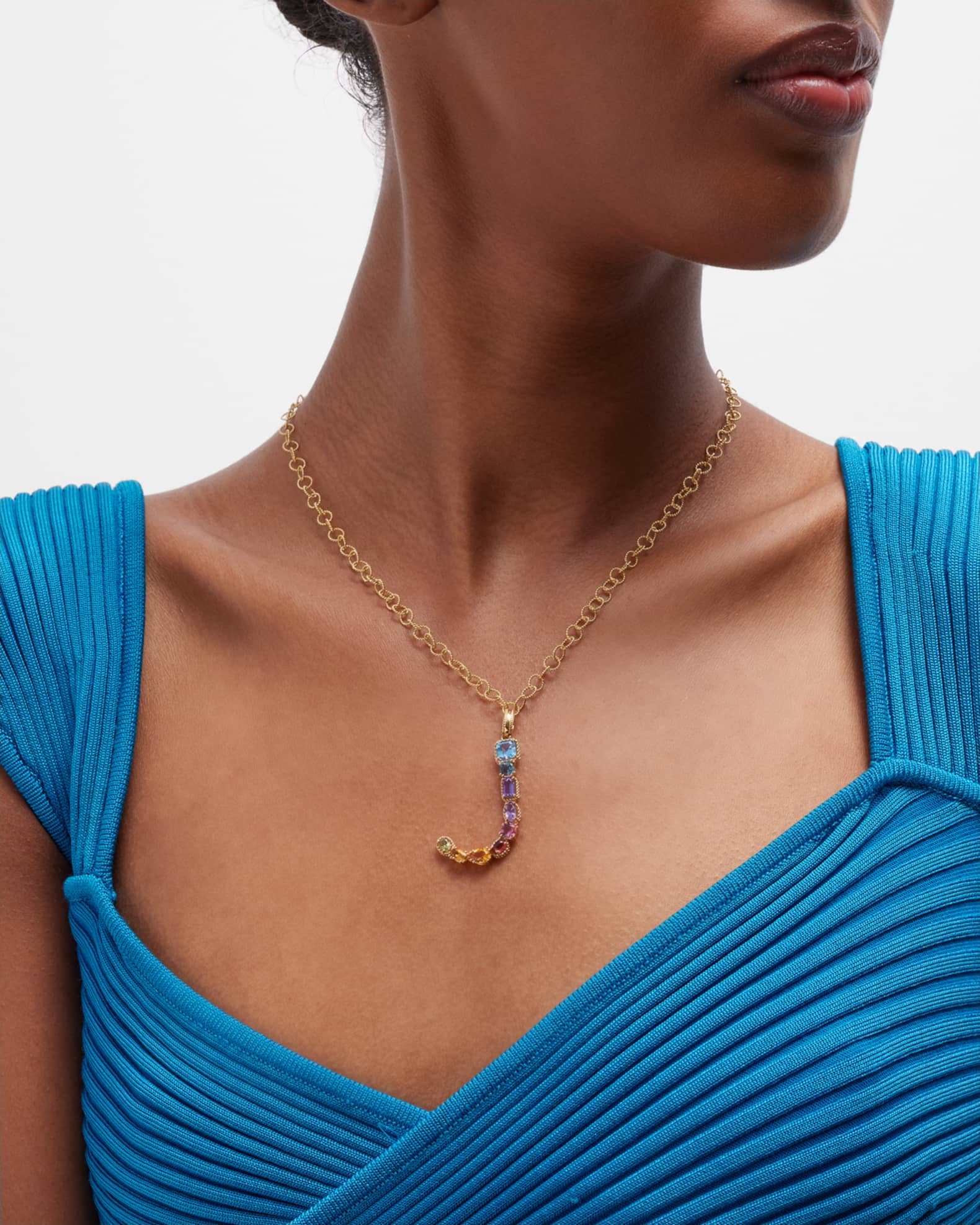 Dolce&Gabbana Yellow Gold Multi Fine Gem Charm, Letter J | Neiman Marcus