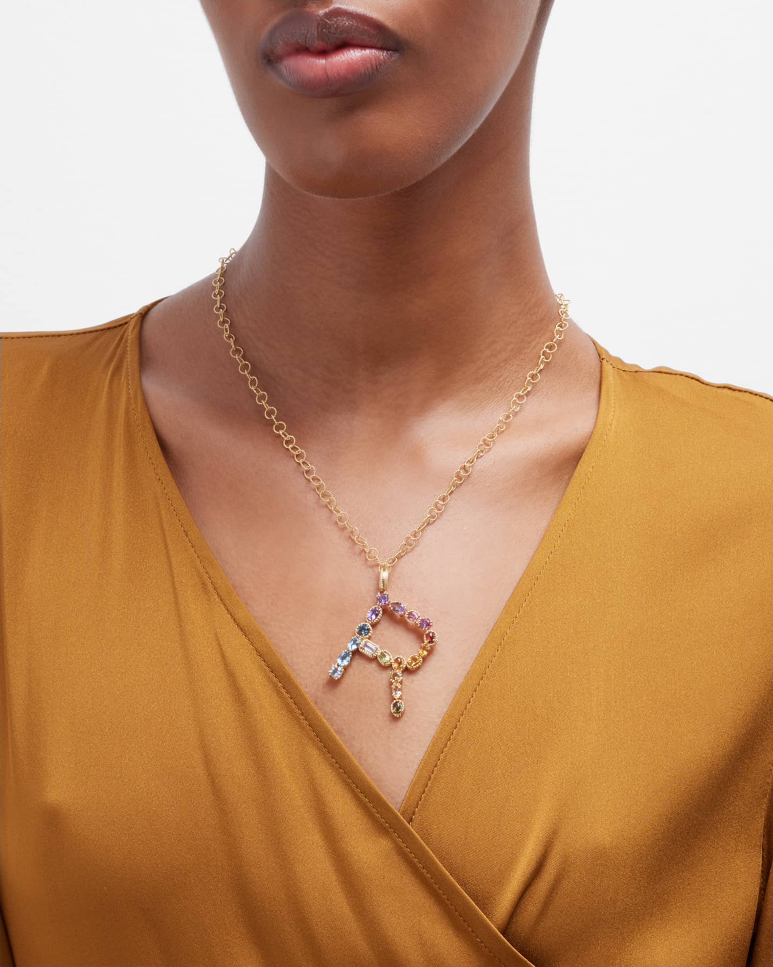 Dolce&Gabbana Yellow Gold Multi Fine Gem Charm, Letter R | Neiman Marcus