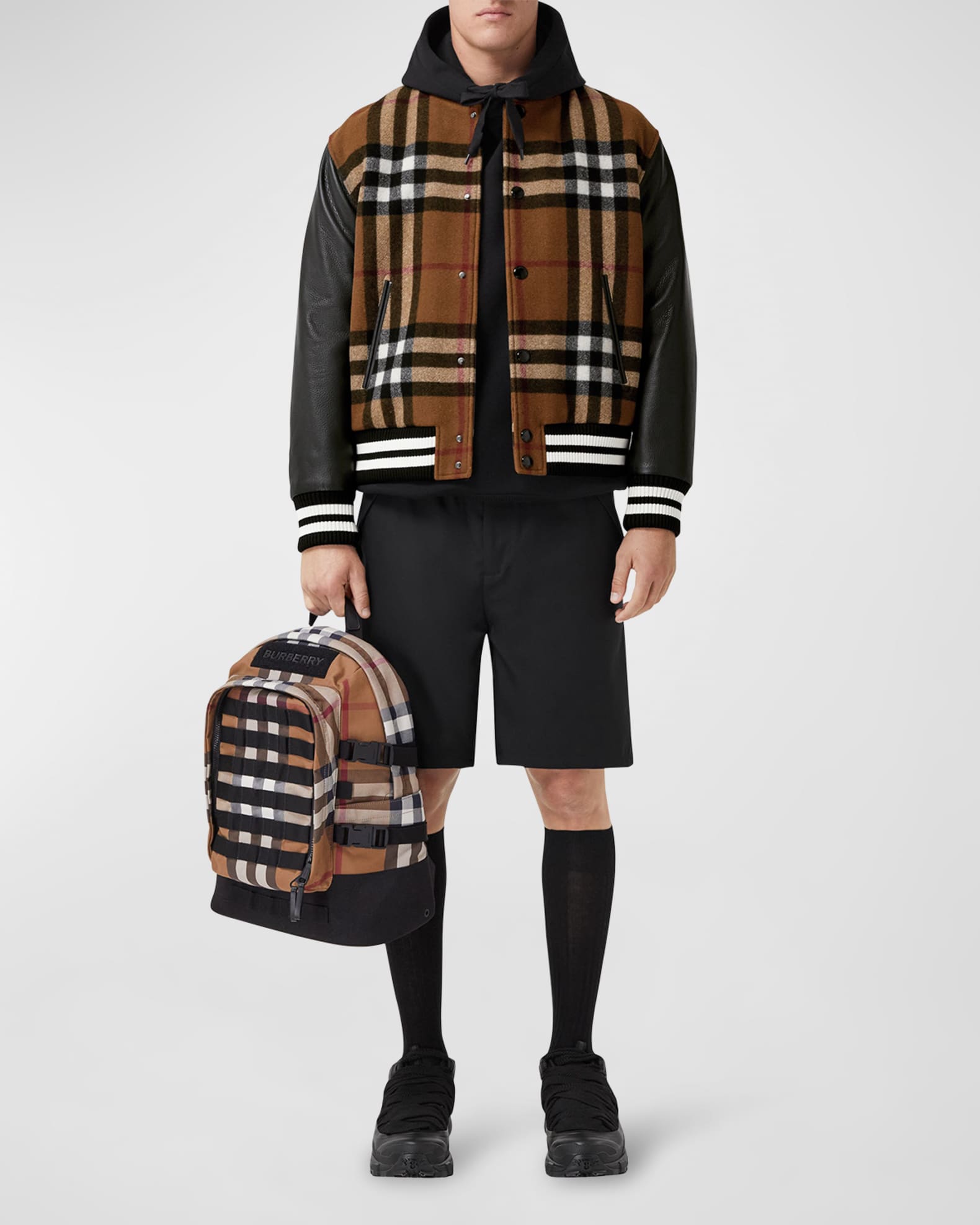 Burberry Men's Felton Check Varsity Jacket | Neiman Marcus