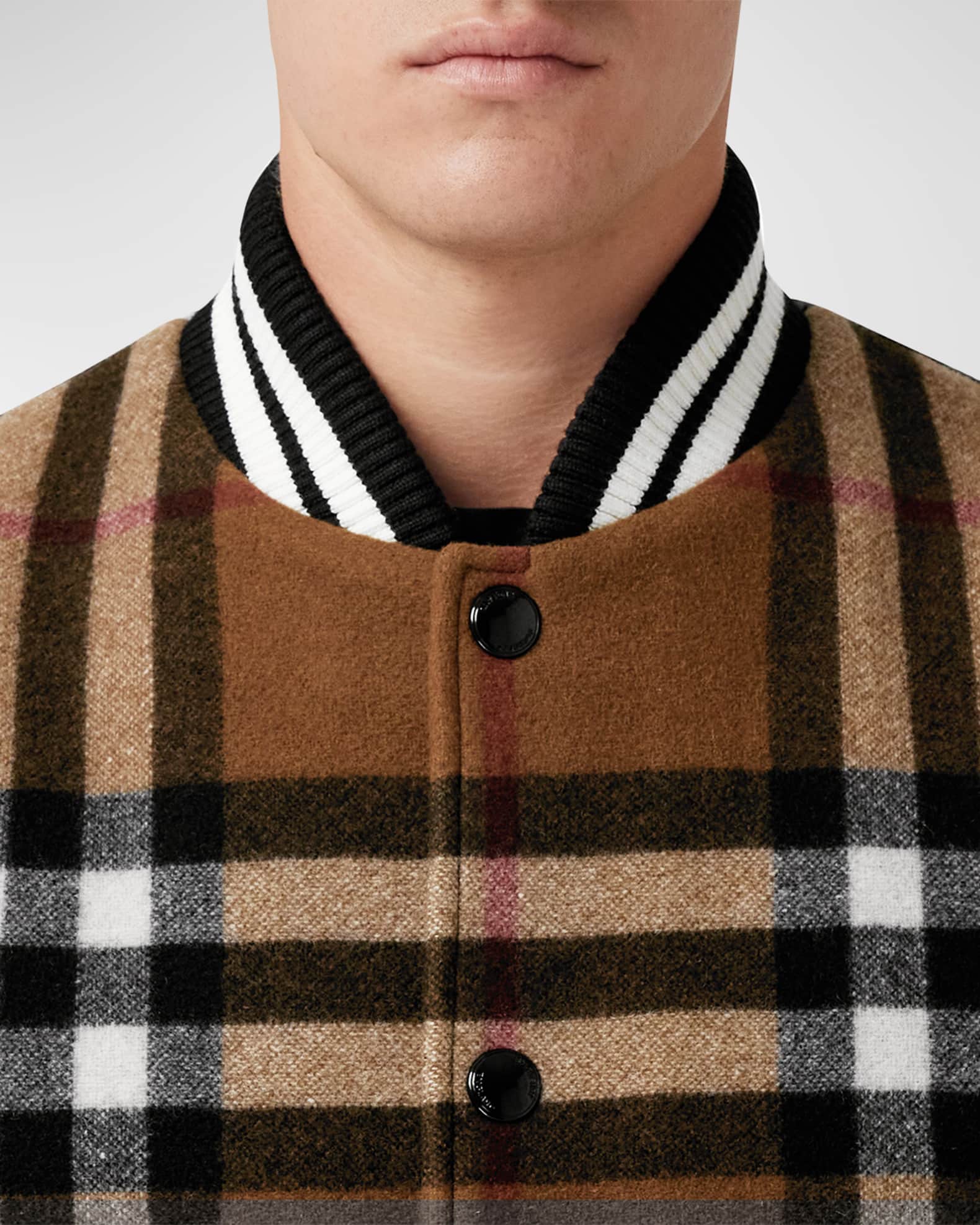 Burberry Men's Felton Check Varsity Jacket | Neiman Marcus