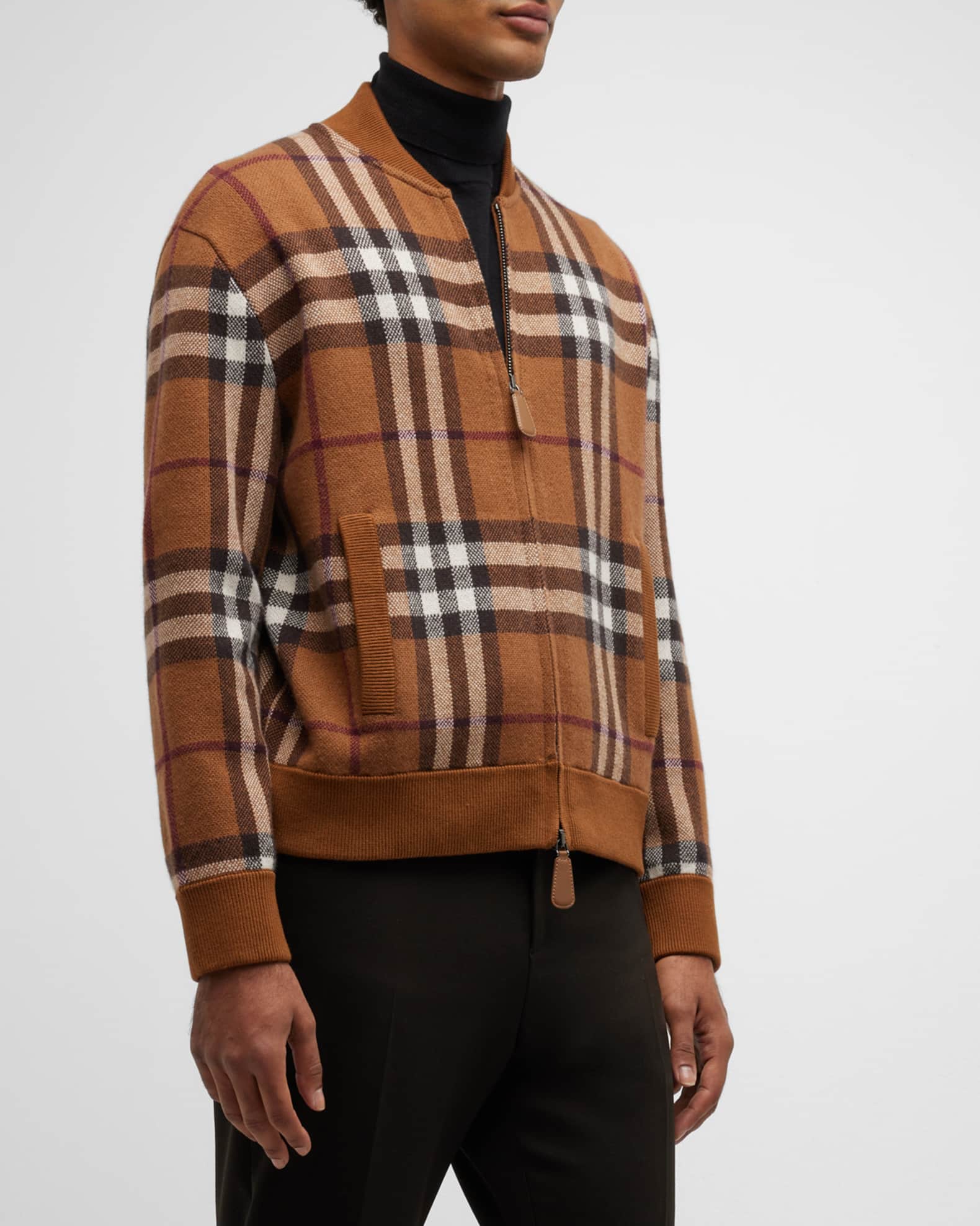 Burberry Men's Maltby Check Knit Jacket | Neiman Marcus