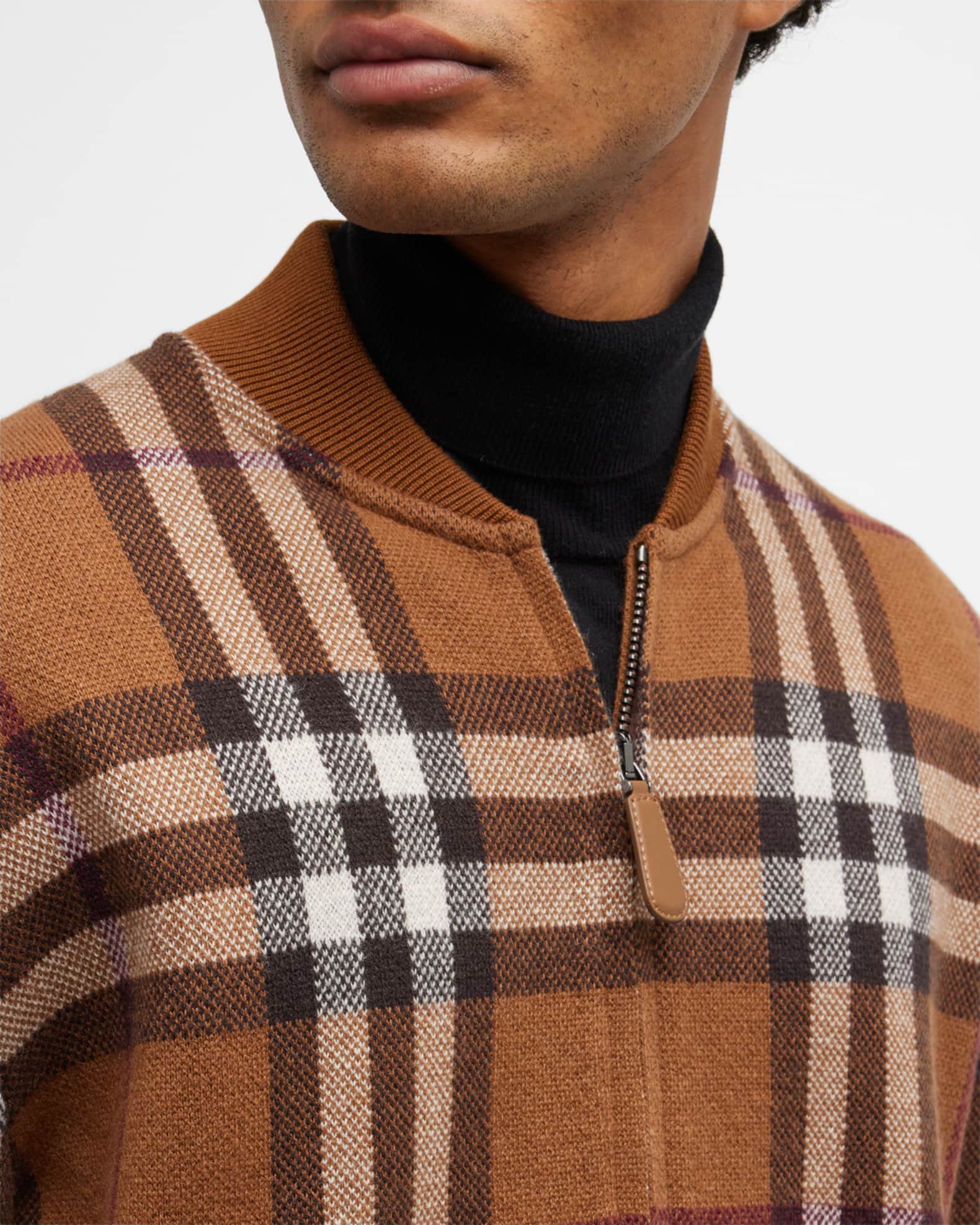 Burberry Men's Maltby Check Knit Jacket | Neiman Marcus