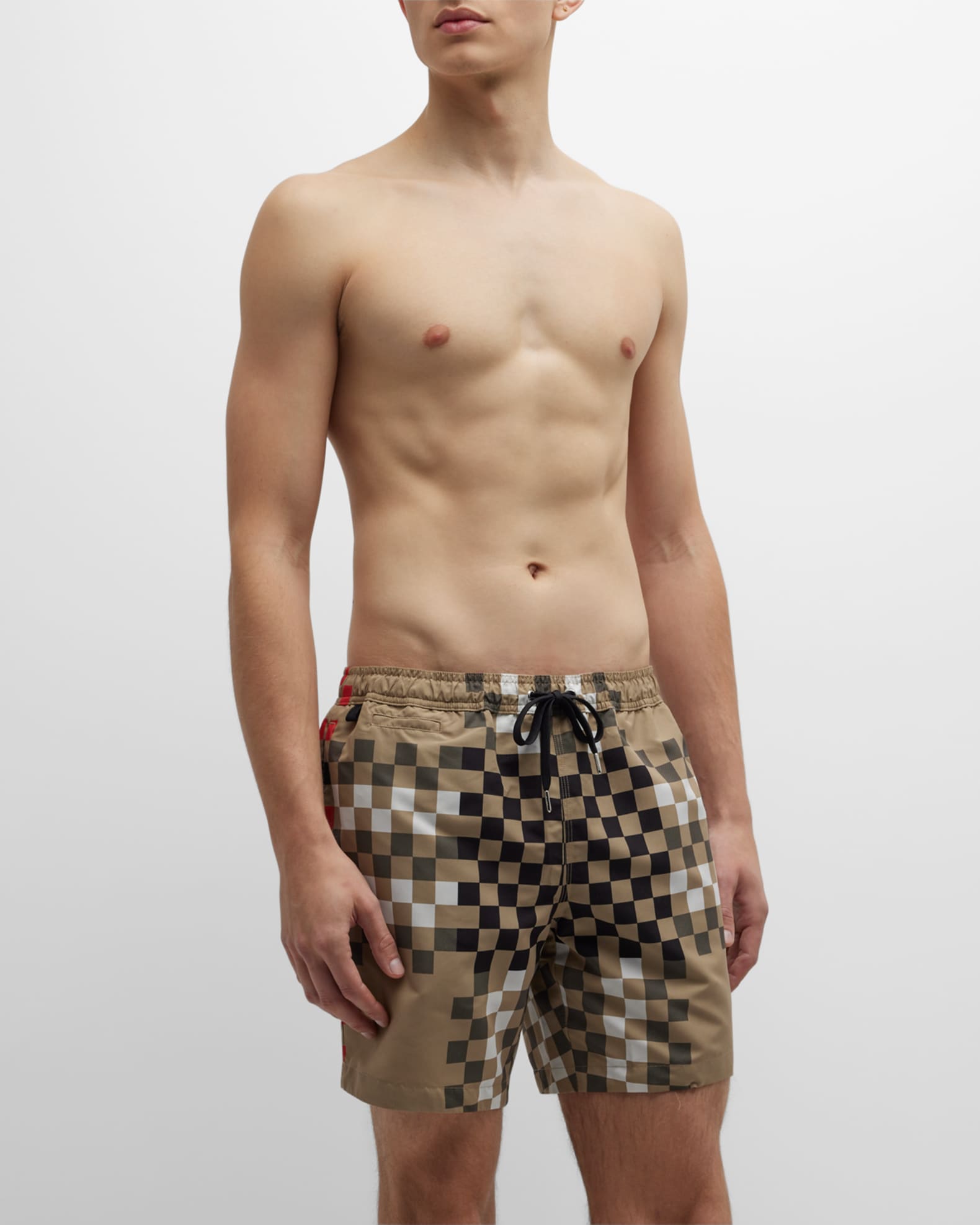 Burberry Men's Martin Pixel Check Swim Shorts | Neiman Marcus