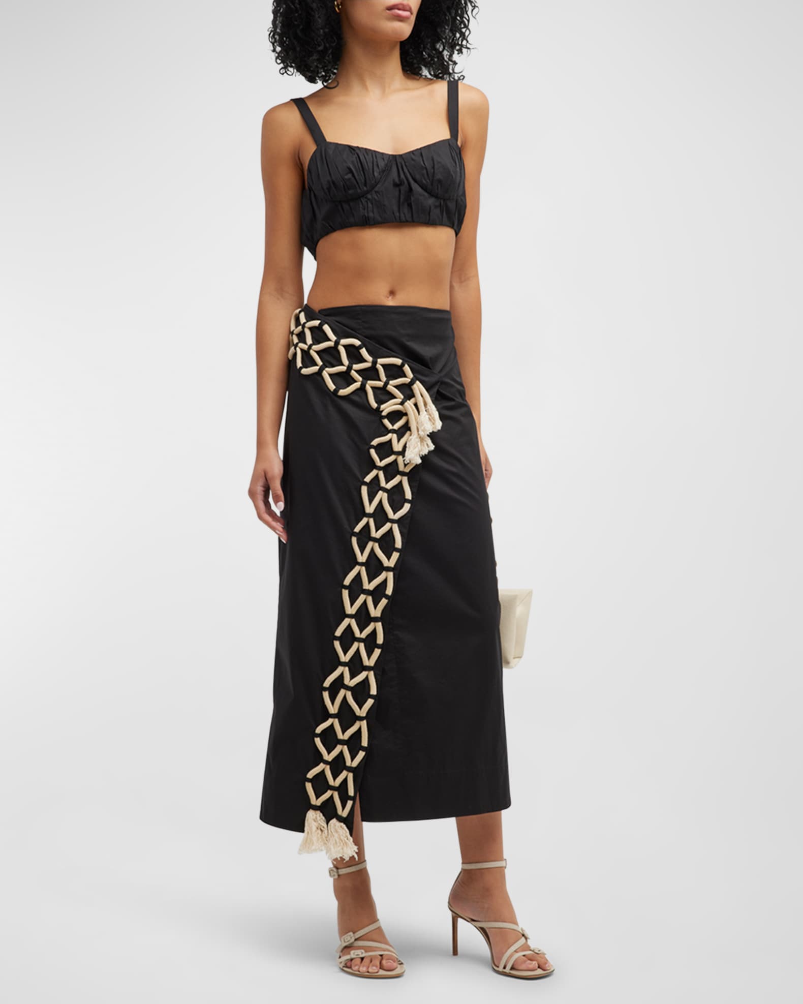 Johanna Ortiz African Mirror Pleated Crop Bustier Top | Neiman Marcus