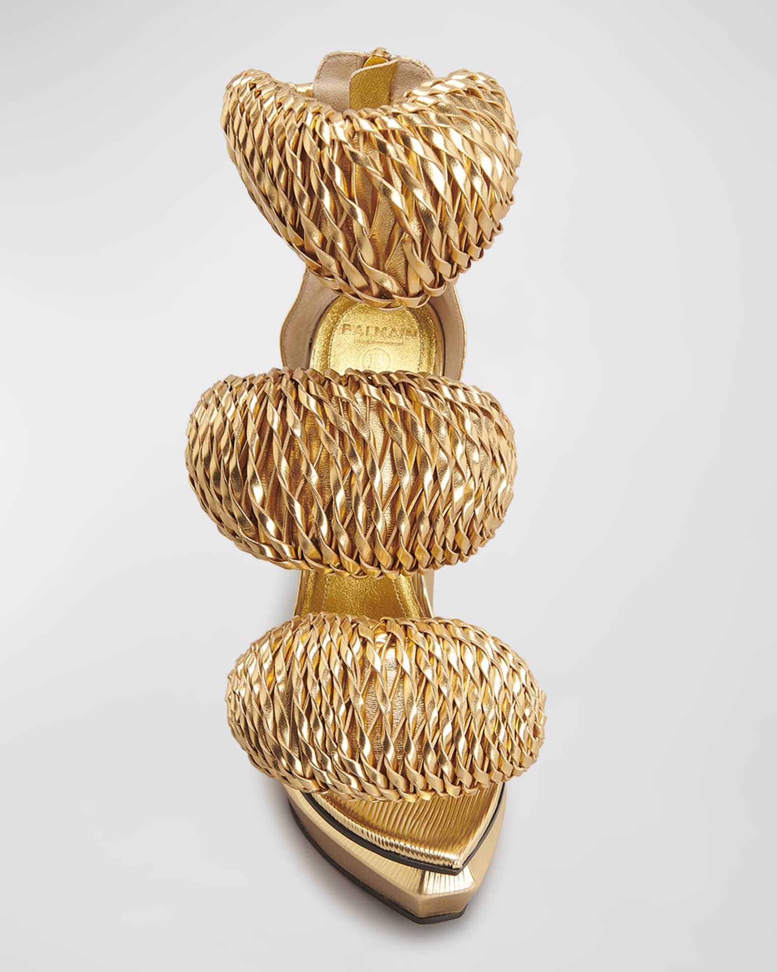 Balmain Ava Braided Metallic Platform Sandals | Neiman Marcus
