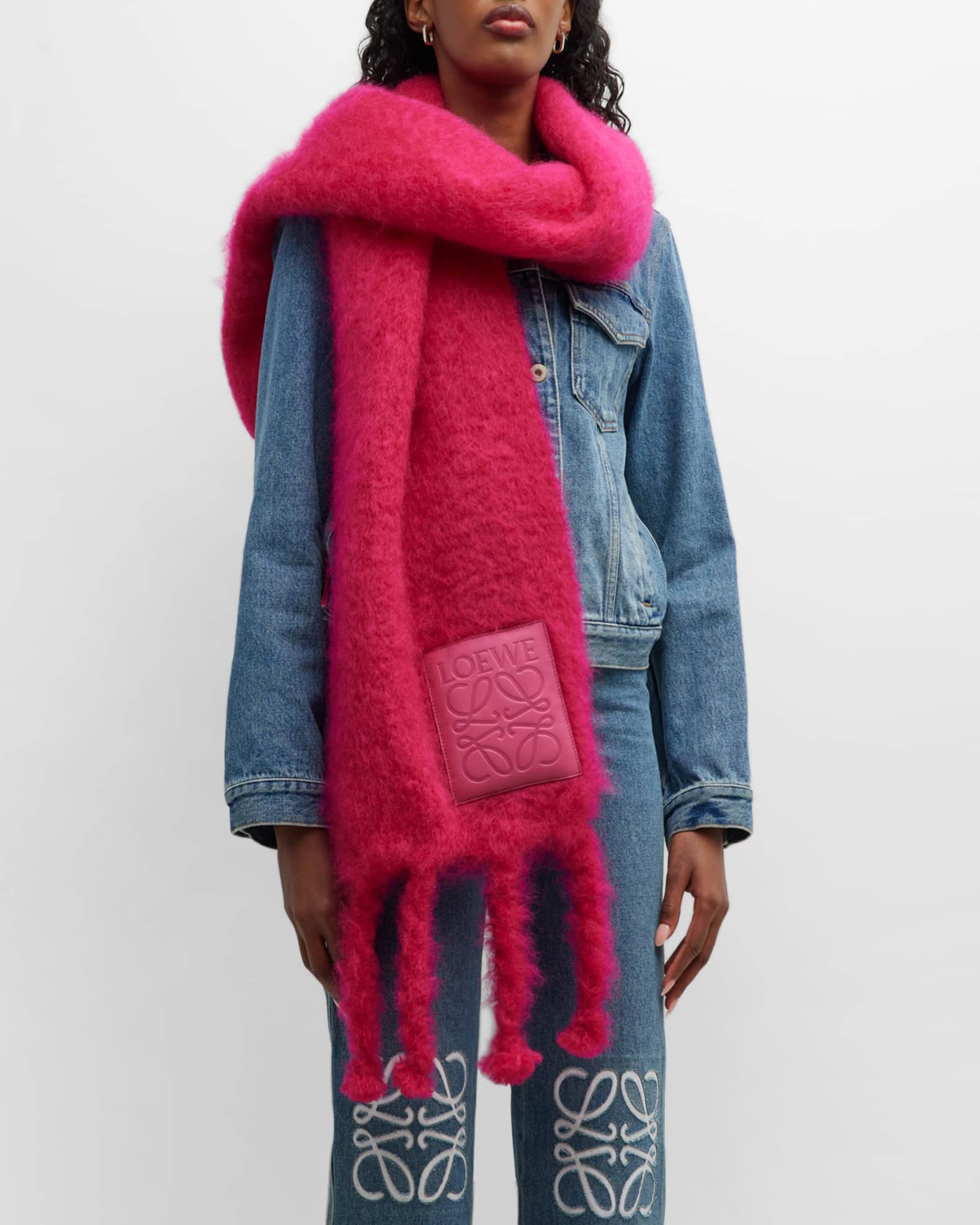 Loewe Logo Mohair-Blend Scarf | Neiman Marcus