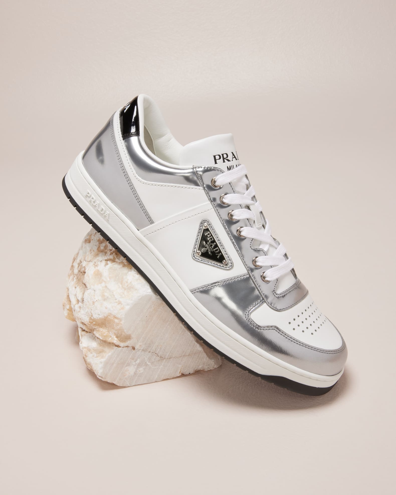 Prada Men's Downtown Leather Low-Top Sneakers | Neiman Marcus