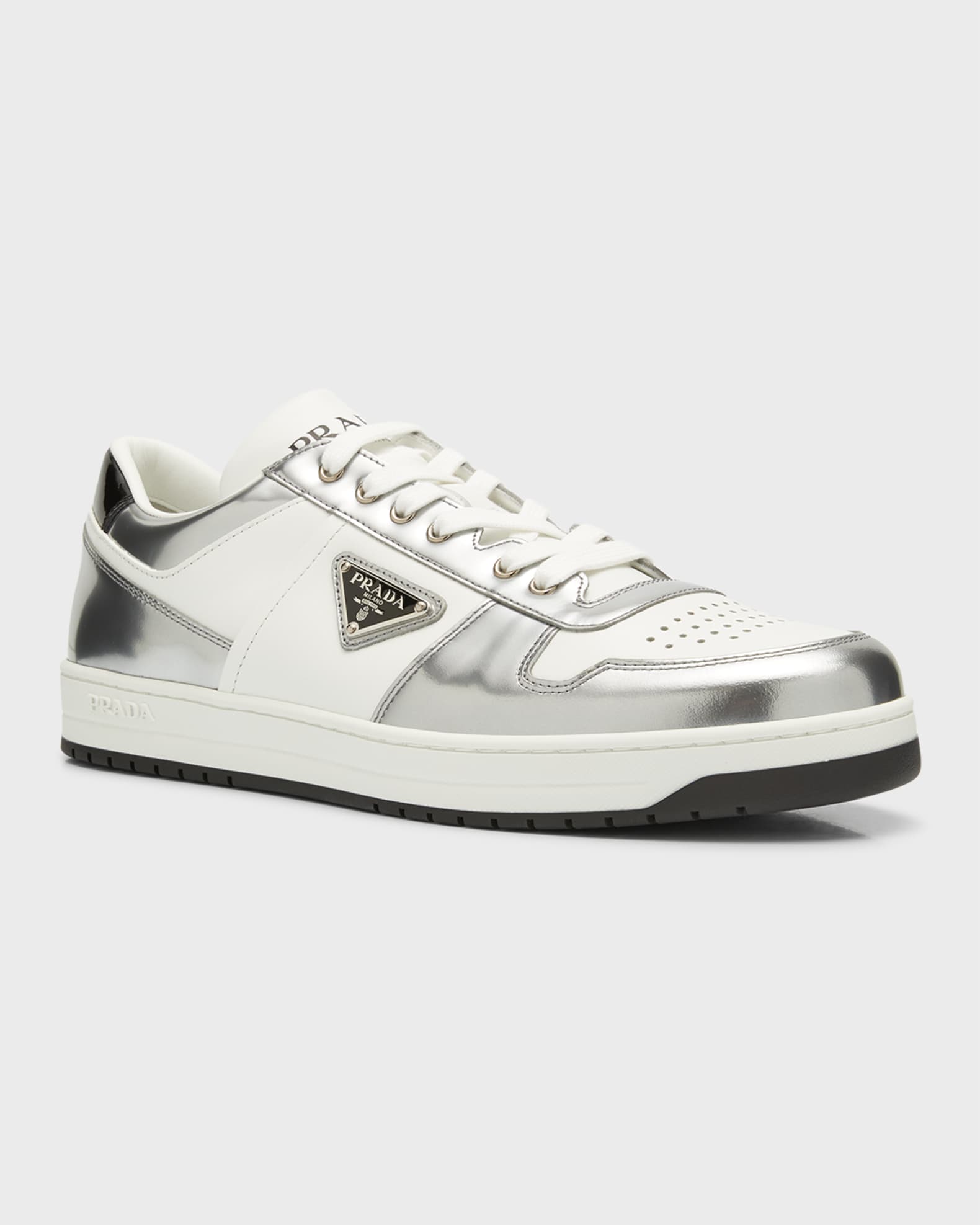 Prada Men's Downtown Leather Low-Top Sneakers | Neiman Marcus