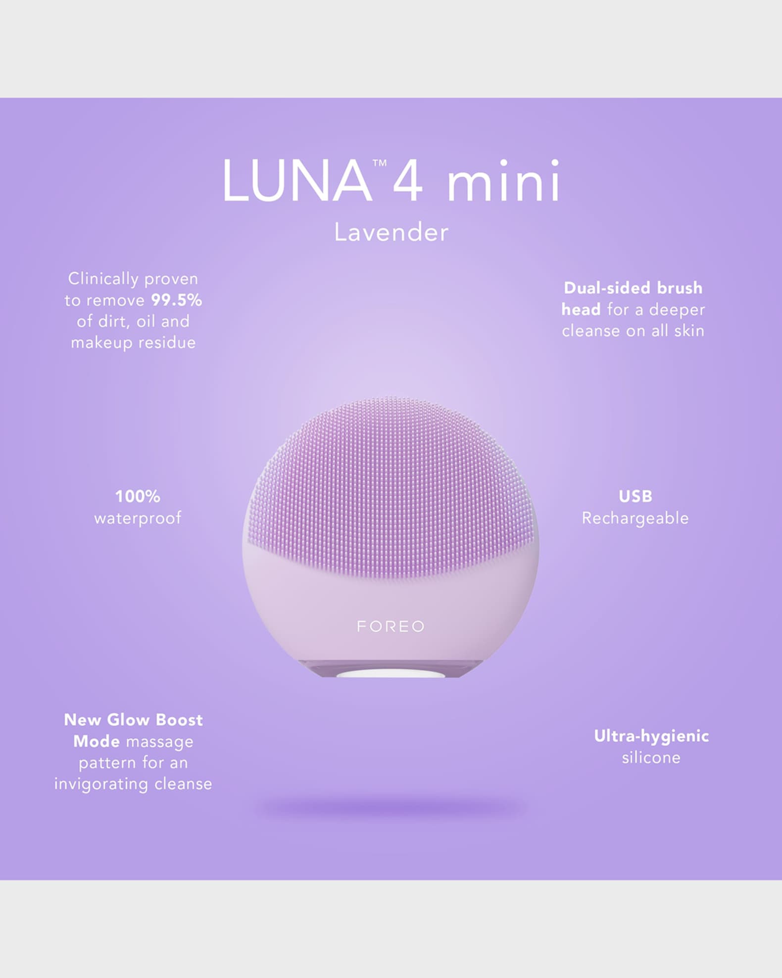 Foreo Luna 4 Mini Deep Cleansing Dual-Sided Facial Cleansing Massager ...