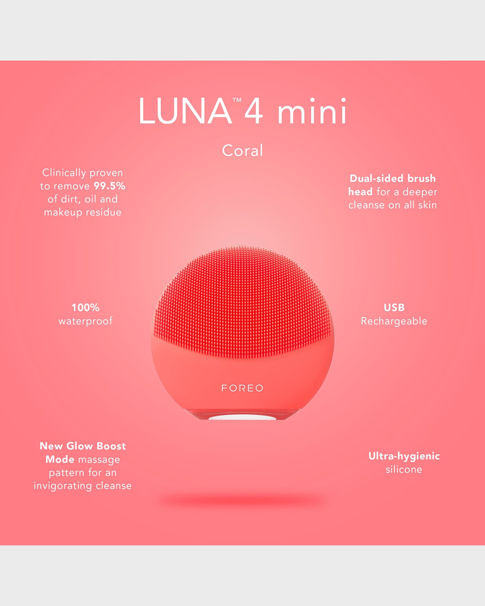 Foreo Luna 4 Mini Deep Cleansing Dual-Sided Facial Cleansing Massager ...