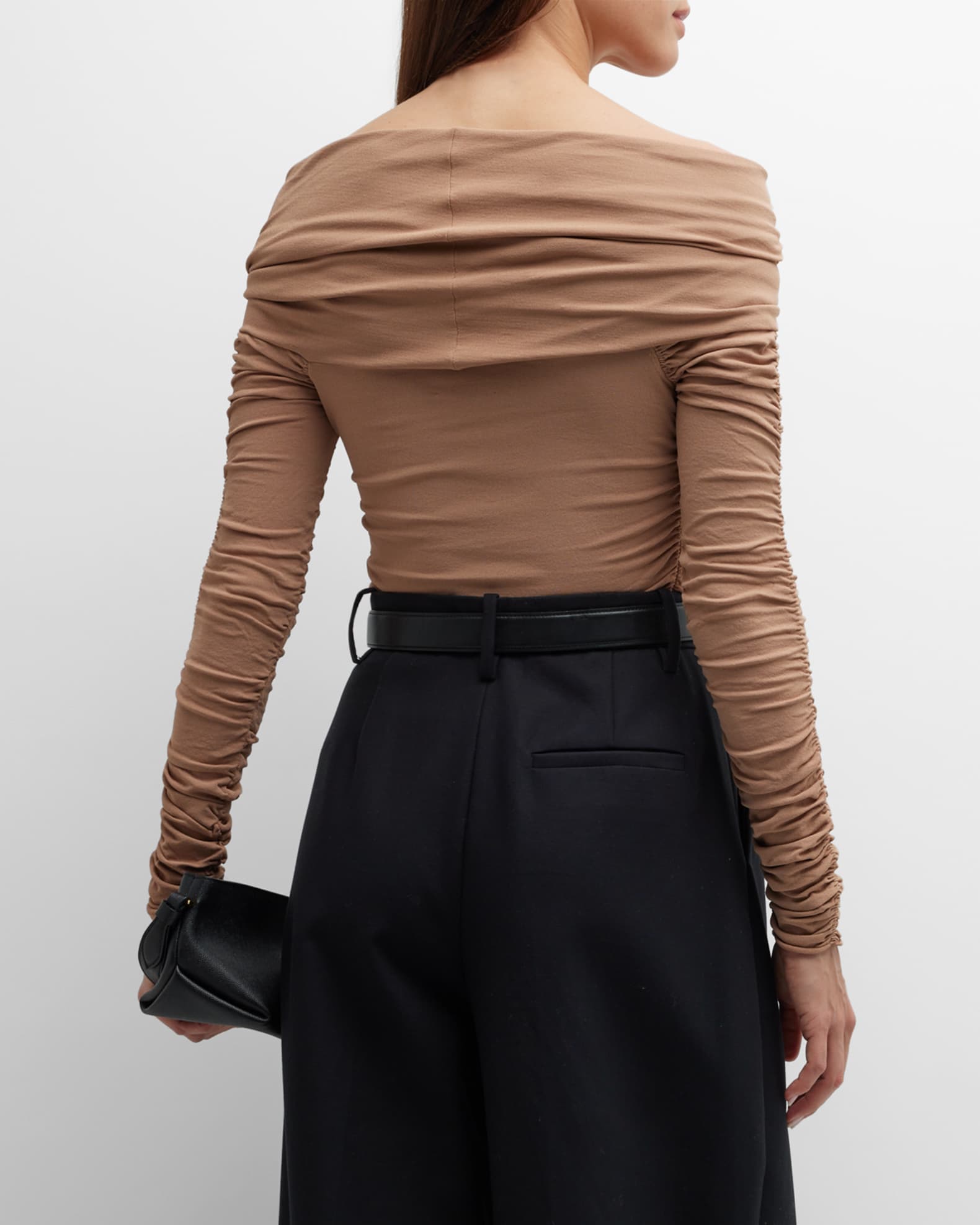 Khaite Zuri Off-Shoulder Ruched Top | Neiman Marcus